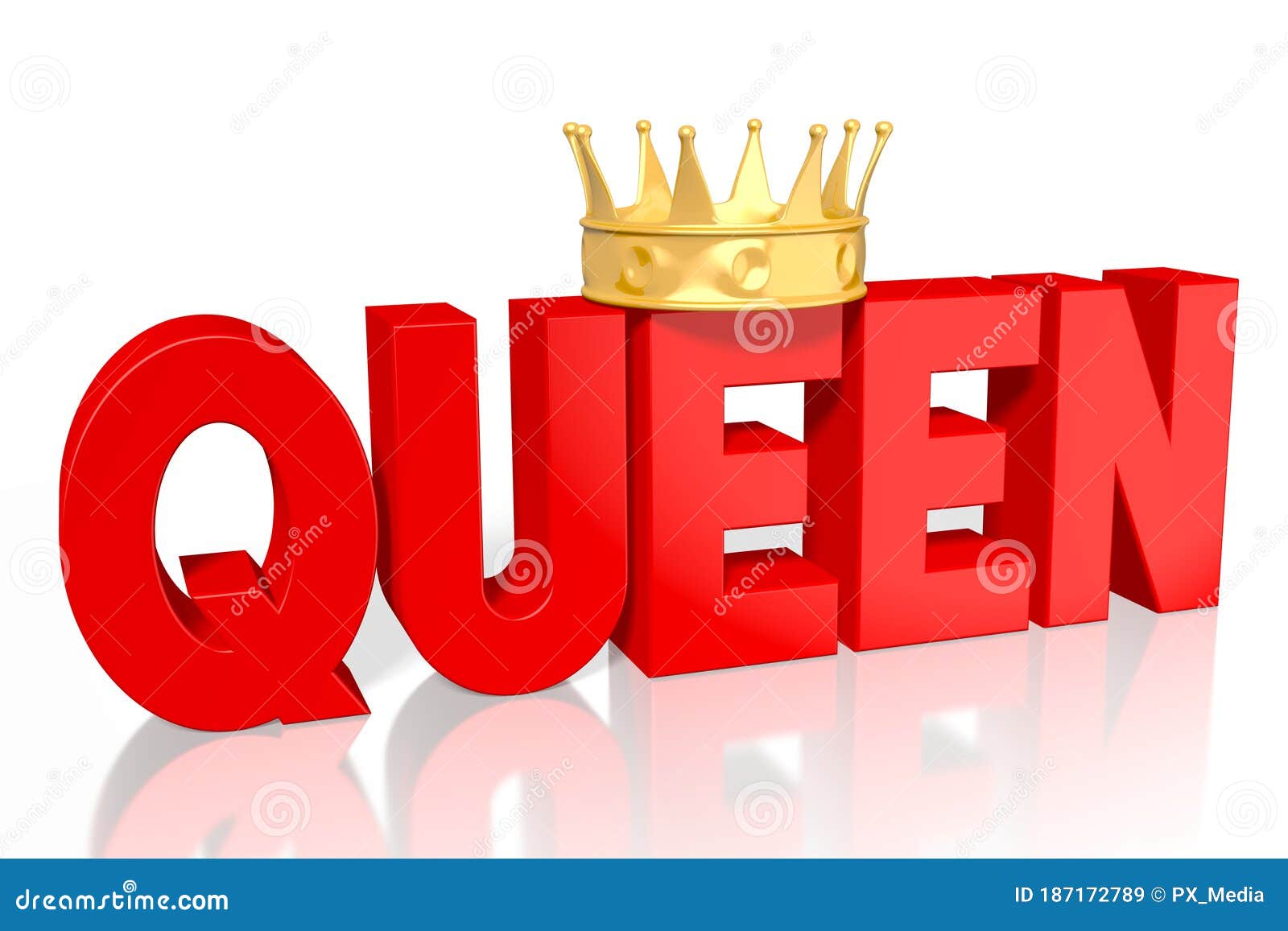 Queen Concept - Red Word, Golden Crown Stock Illustration ...