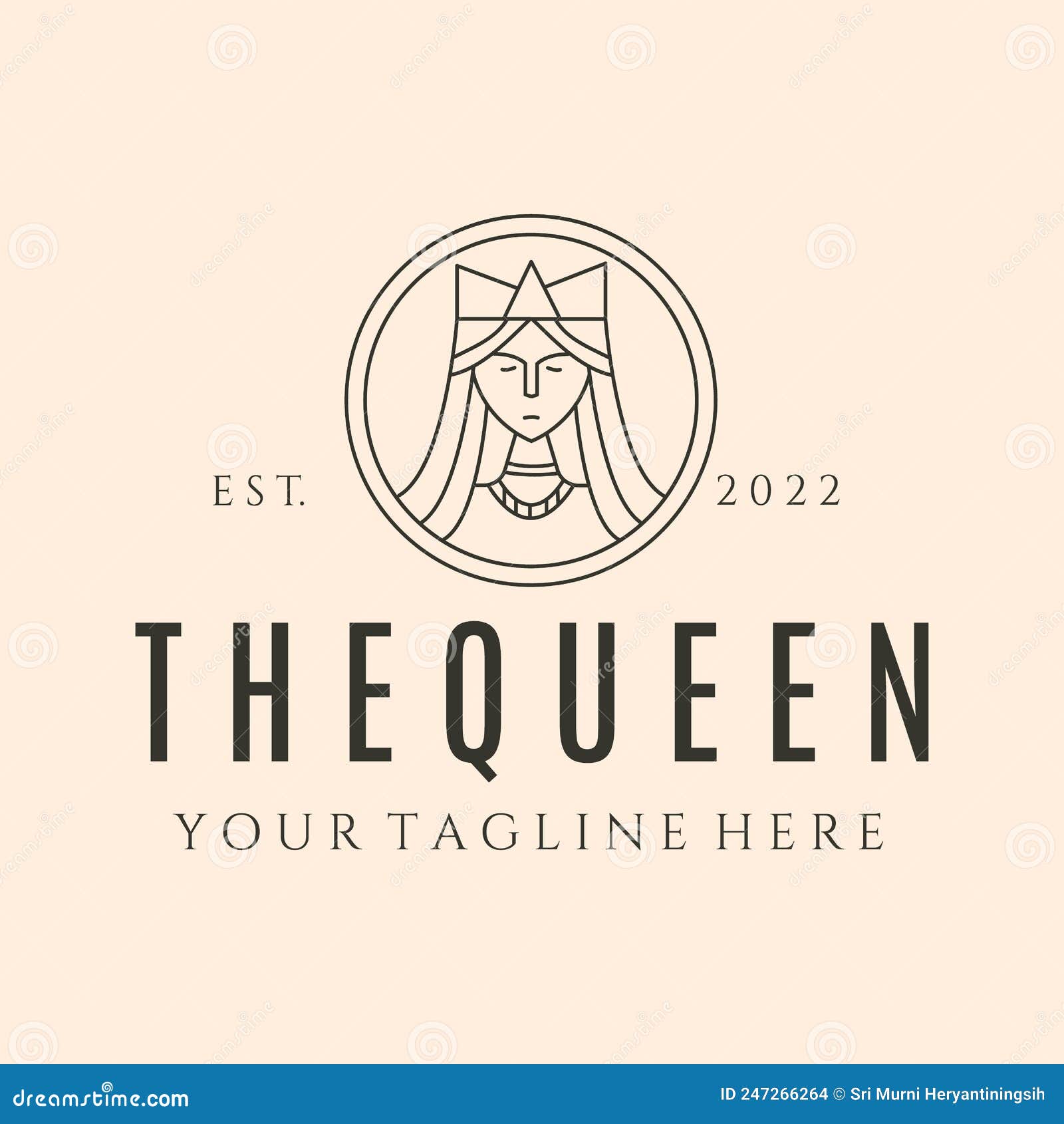 The Queen with Crown Line Art Logo Vector Symbol Illustration Design ...