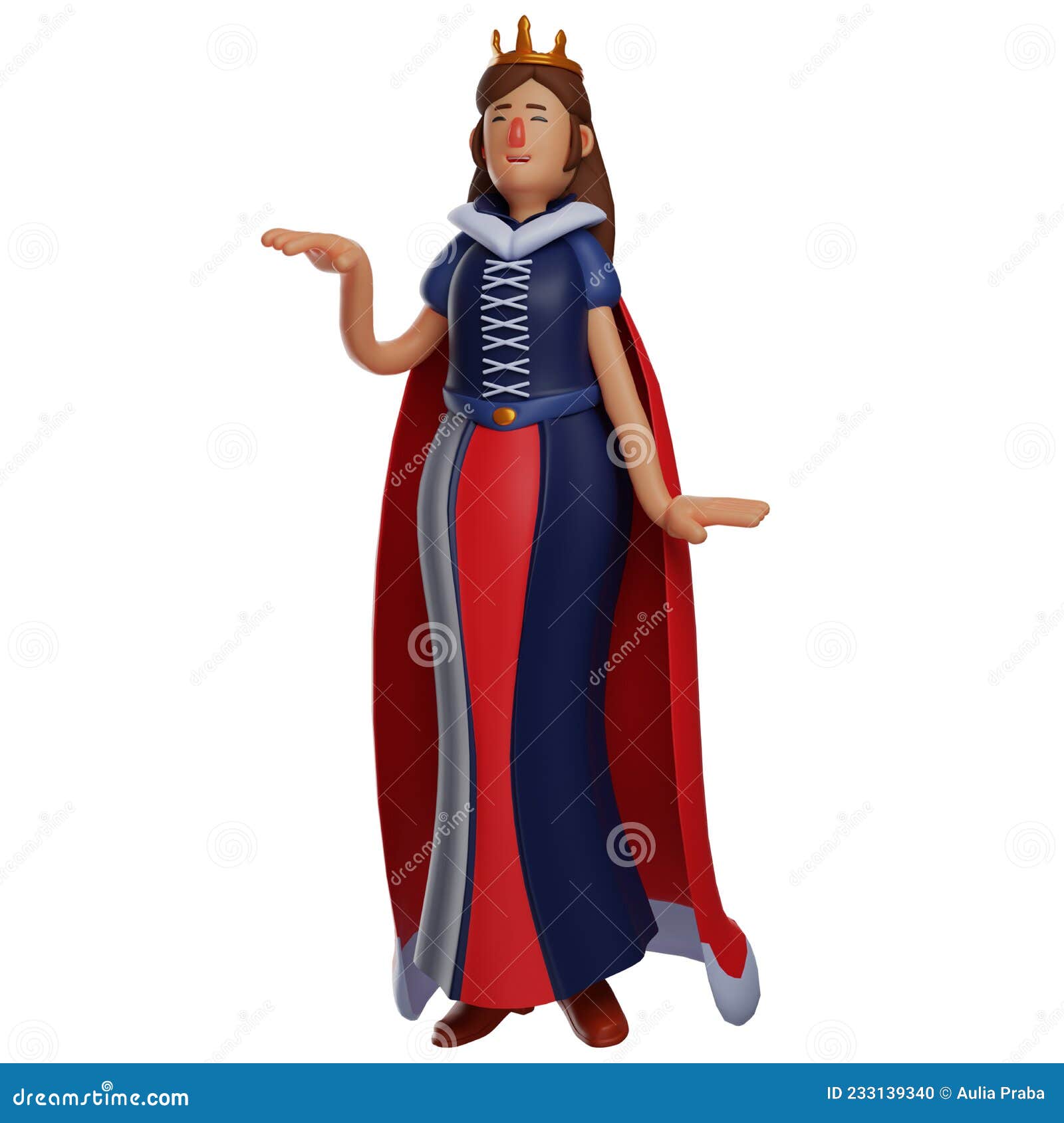 Queen 3D Illustration with an Amusing Expression Stock Illustration ...