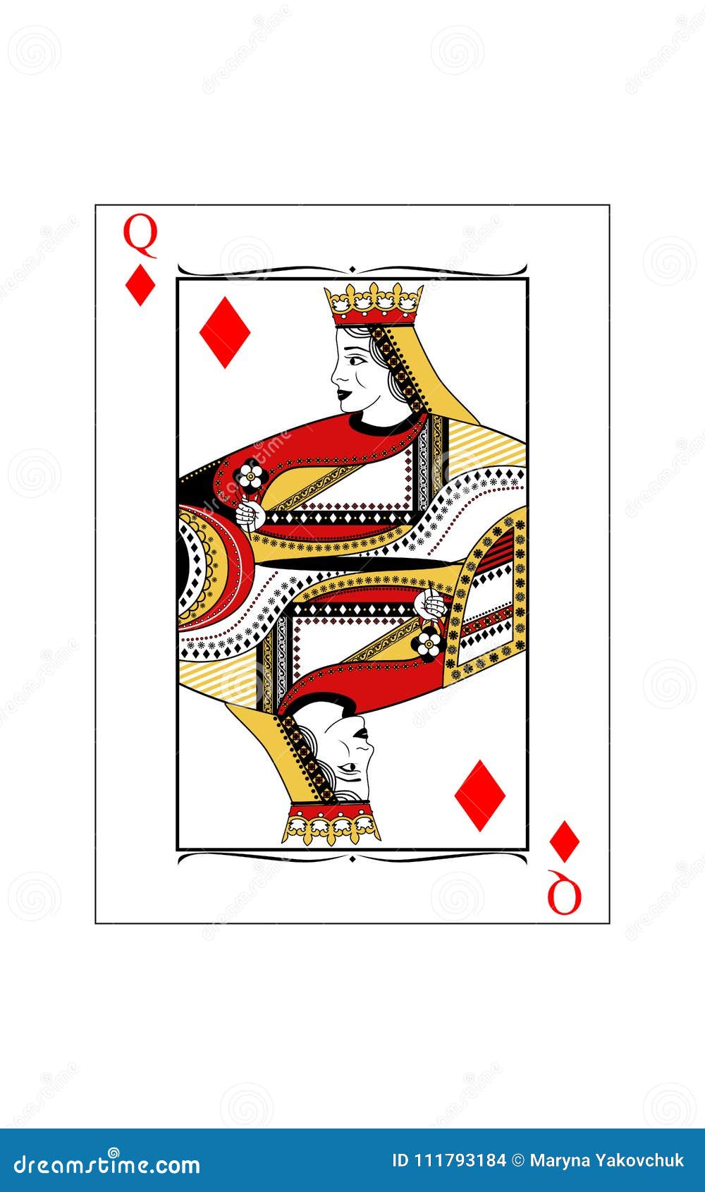 Queen of diamonds stock vector. Illustration of diamonds - 111793184