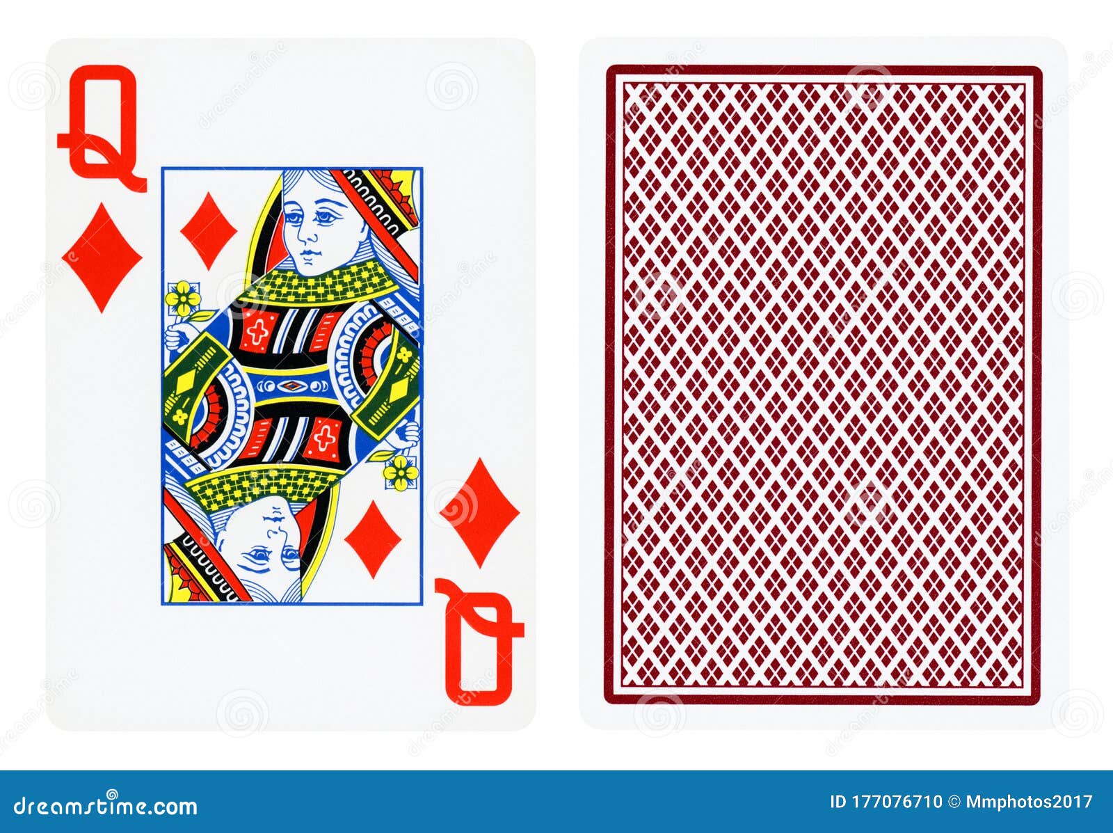 Queen of Diamonds Playing Card Isolated Stock Photo - Image of icon ...