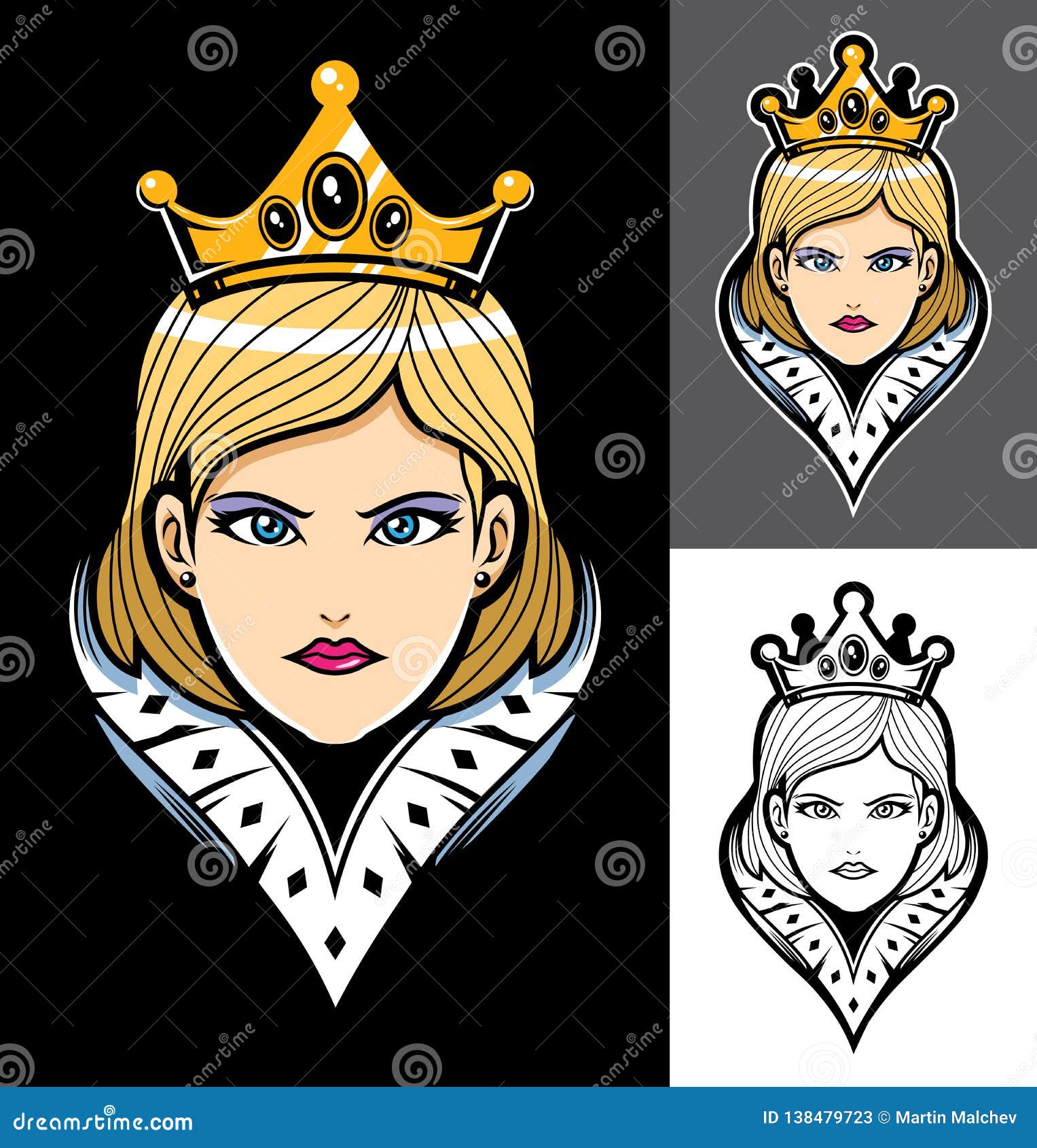 Queen Face Mascot stock vector. Illustration of nobility - 138479723