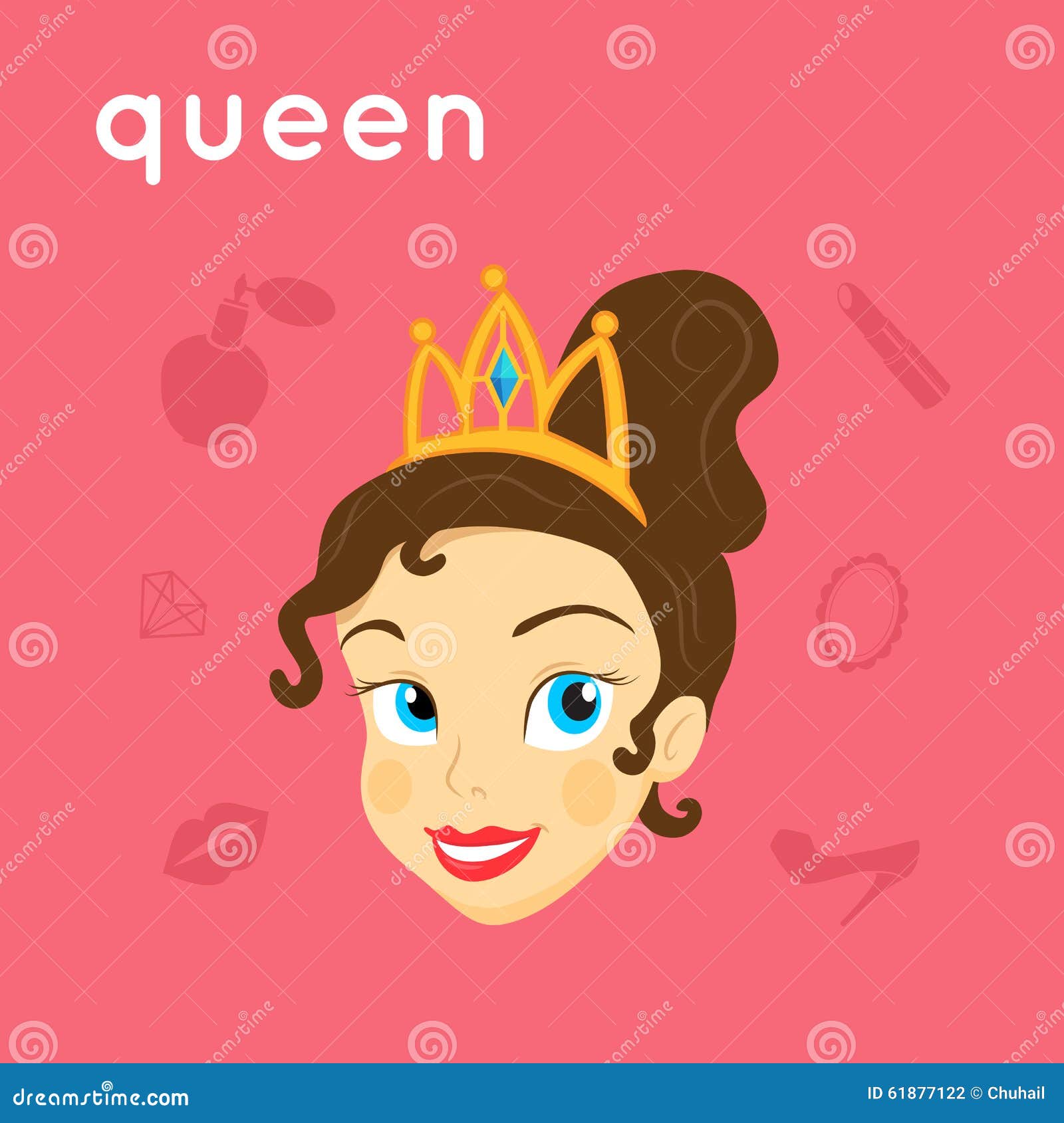Queen Face on Pink Background Stock Vector - Illustration of queen ...