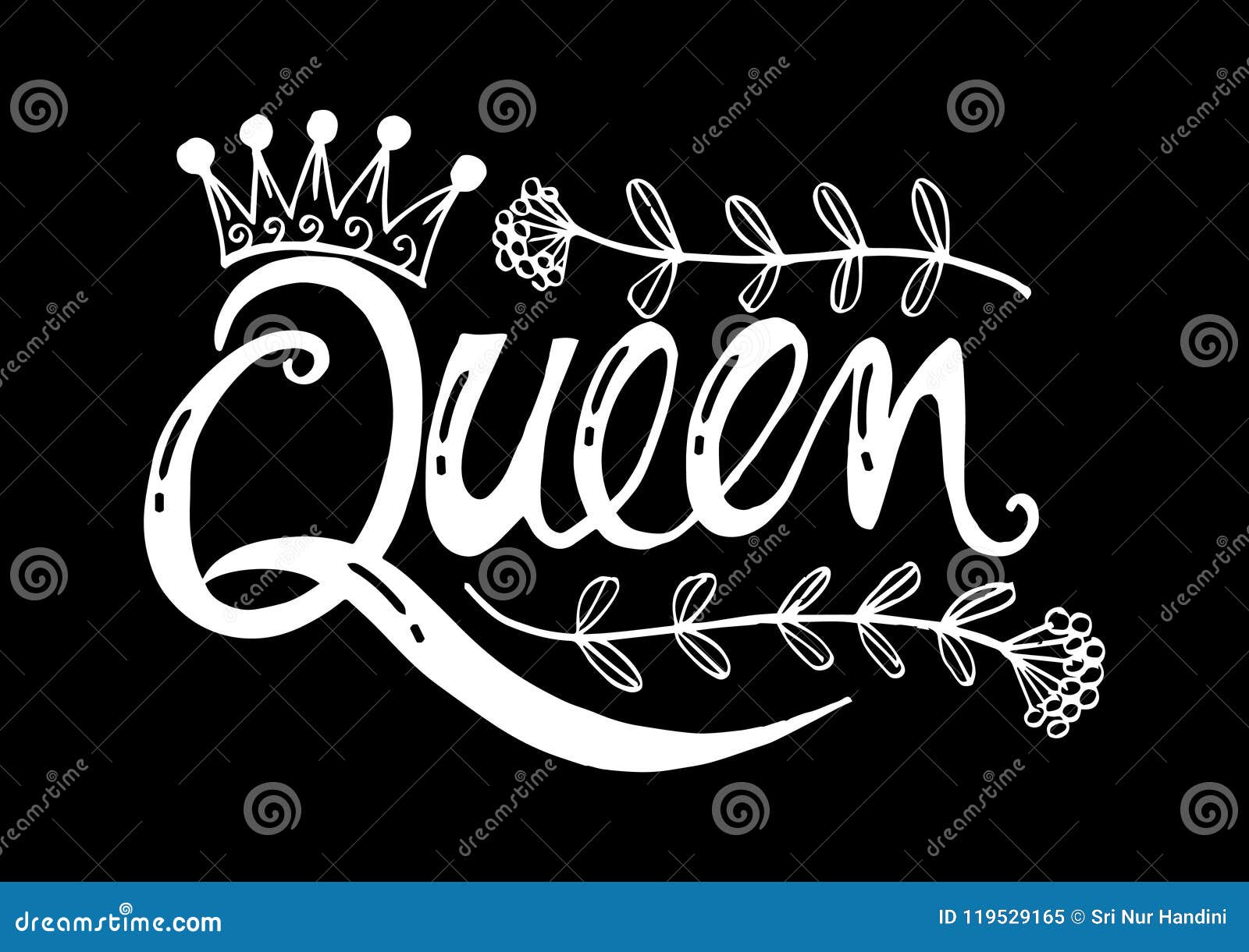 Queen hand lettering stock illustration. Illustration of hand - 119529165