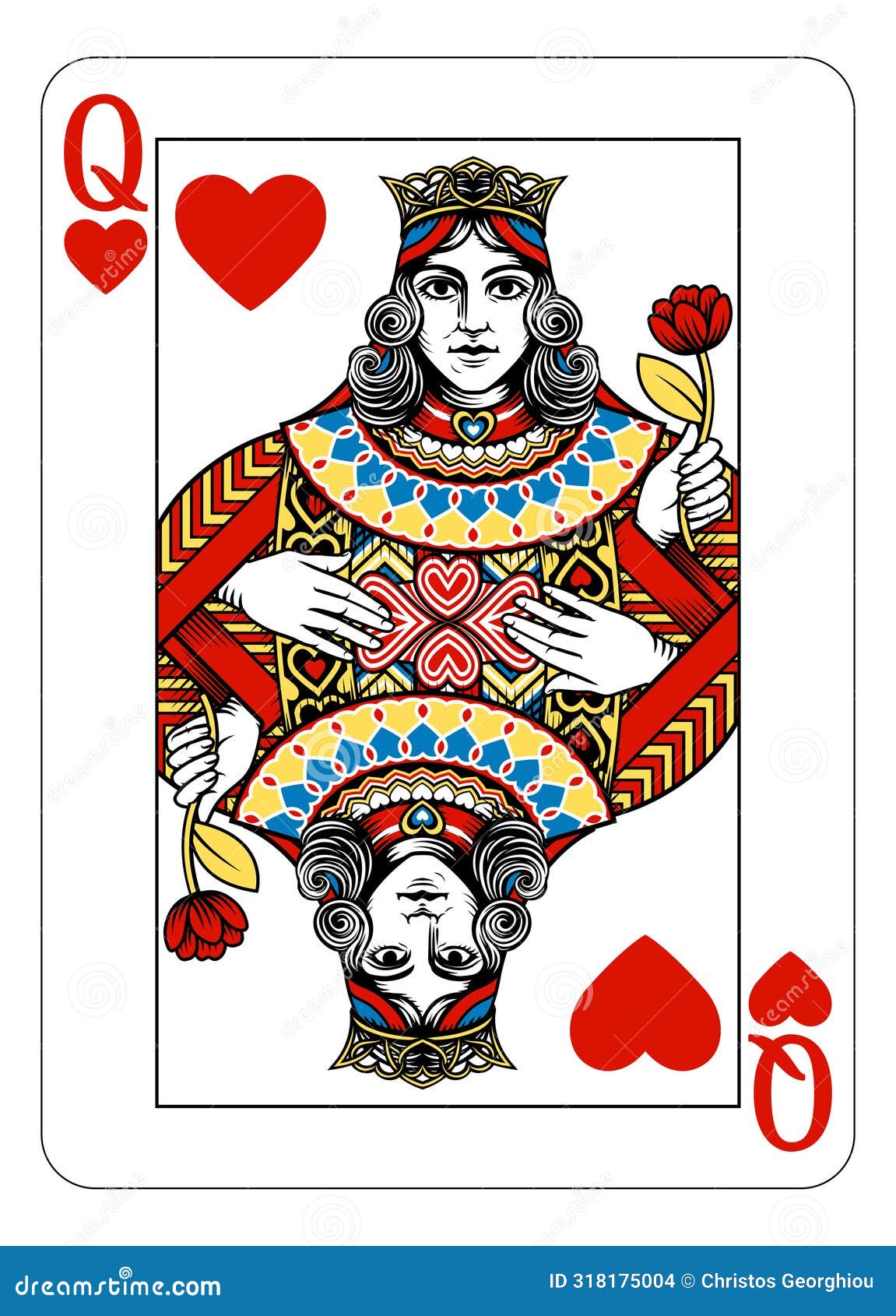 Queen of Hearts Design from Deck of Playing Cards Stock Vector ...