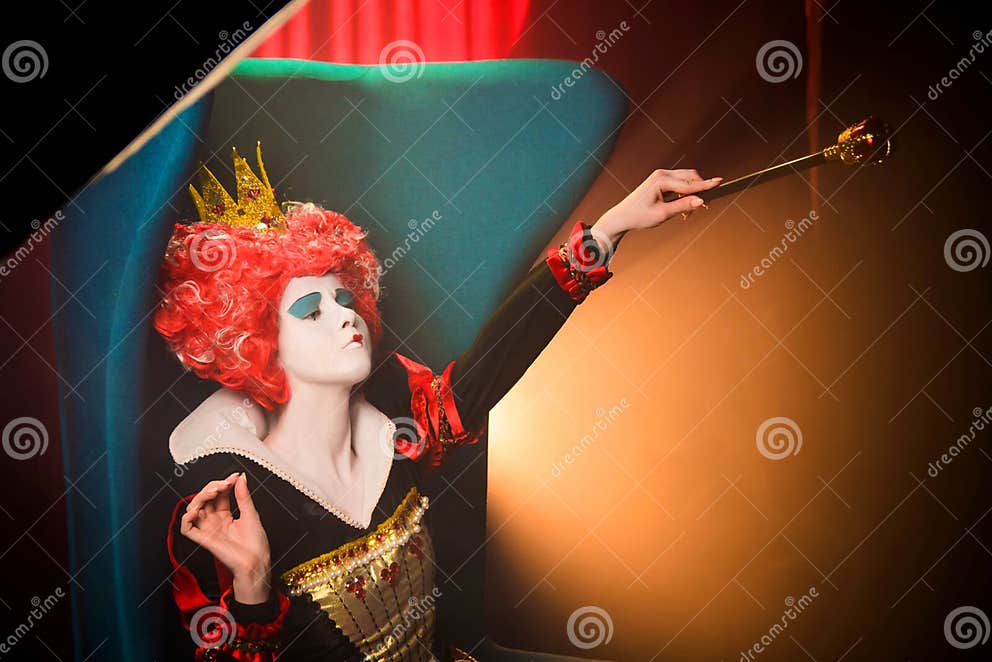 Queen of Hearts Waving a Scepter Stock Photo - Image of glamour, girl ...