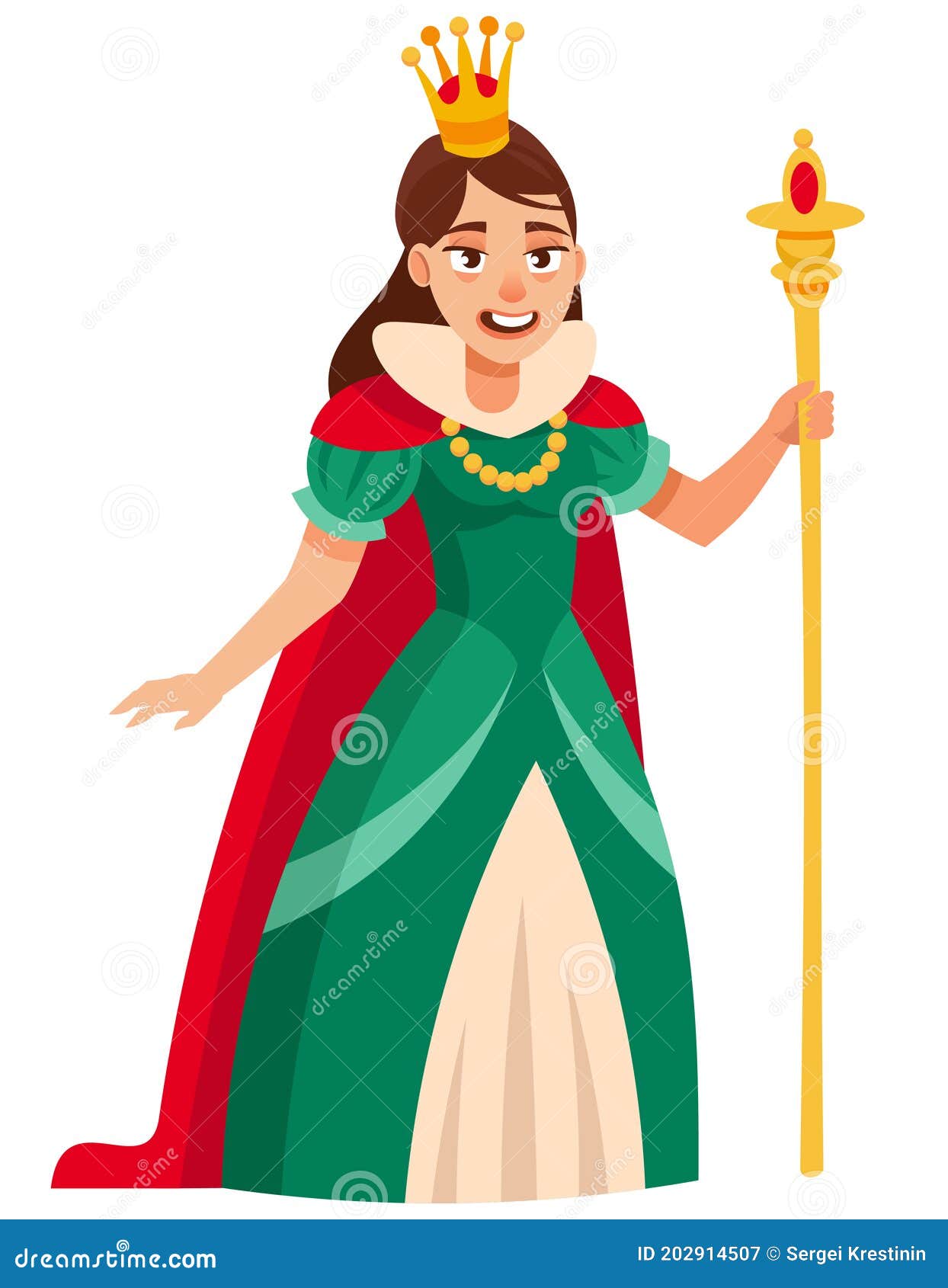 Queen holding scepter. stock vector. Illustration of vector - 202914507