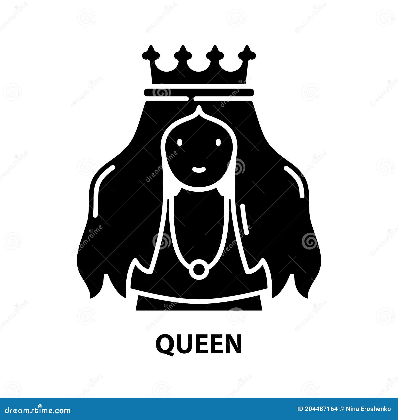 Queen Icon, Black Vector Sign with Editable Strokes, Concept ...