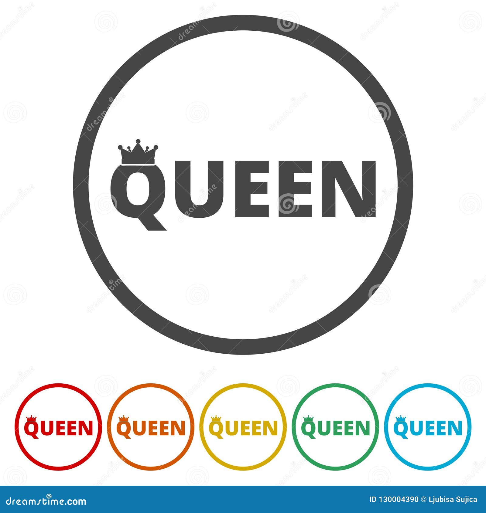 Queen Icon in Circle. Vector Illustration Stock Vector - Illustration ...