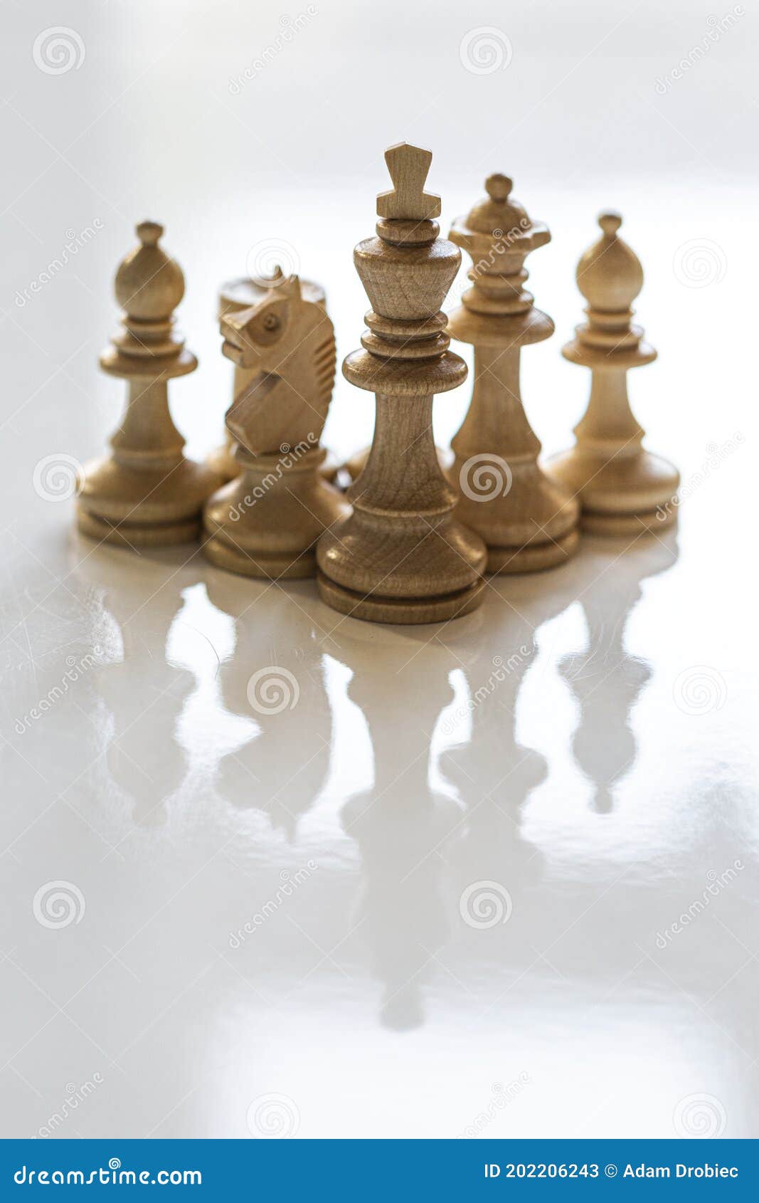 Queen King Knight Bishop Chess Pieces in Triangle Formation Stock Image ...
