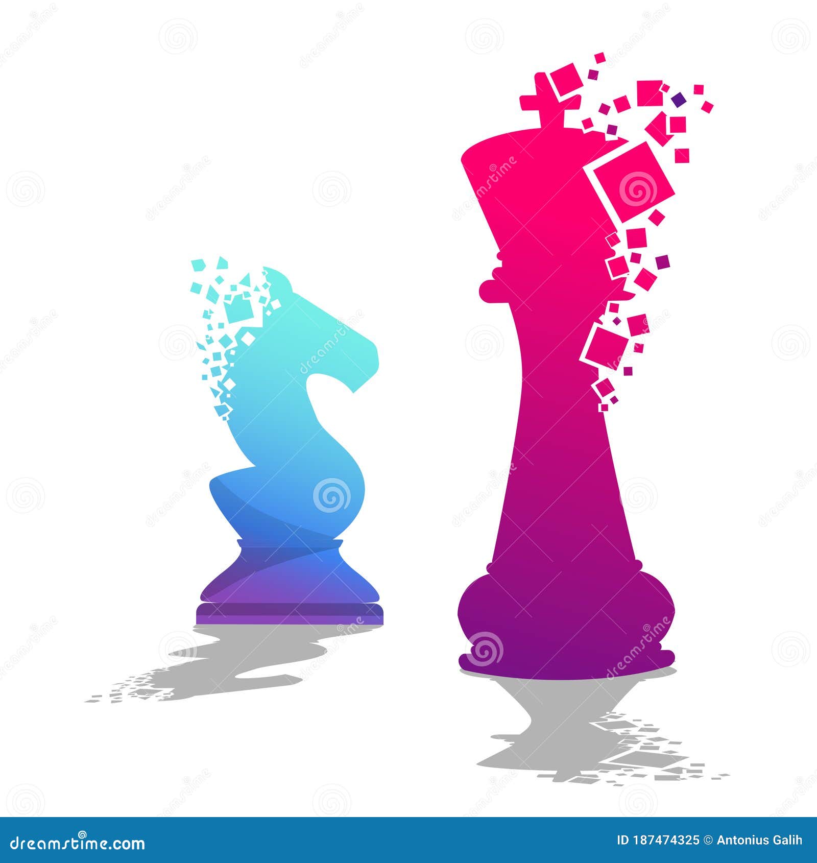Queen And Knight Pawn Vector Logo Illustration. Chess Pawn ...