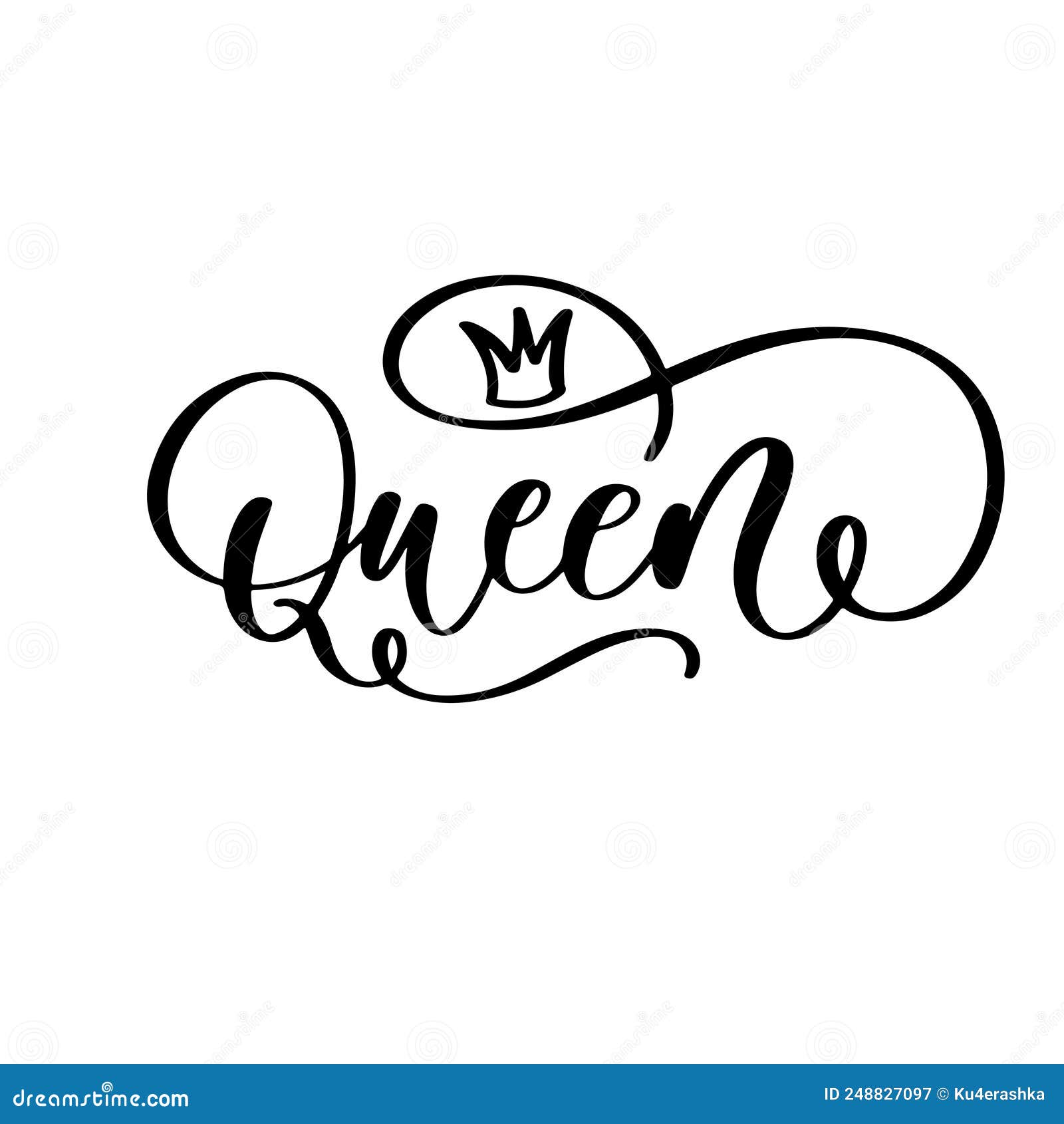 QUEEN. Lettering Typography Script Text with Crown for Poster, Vector ...