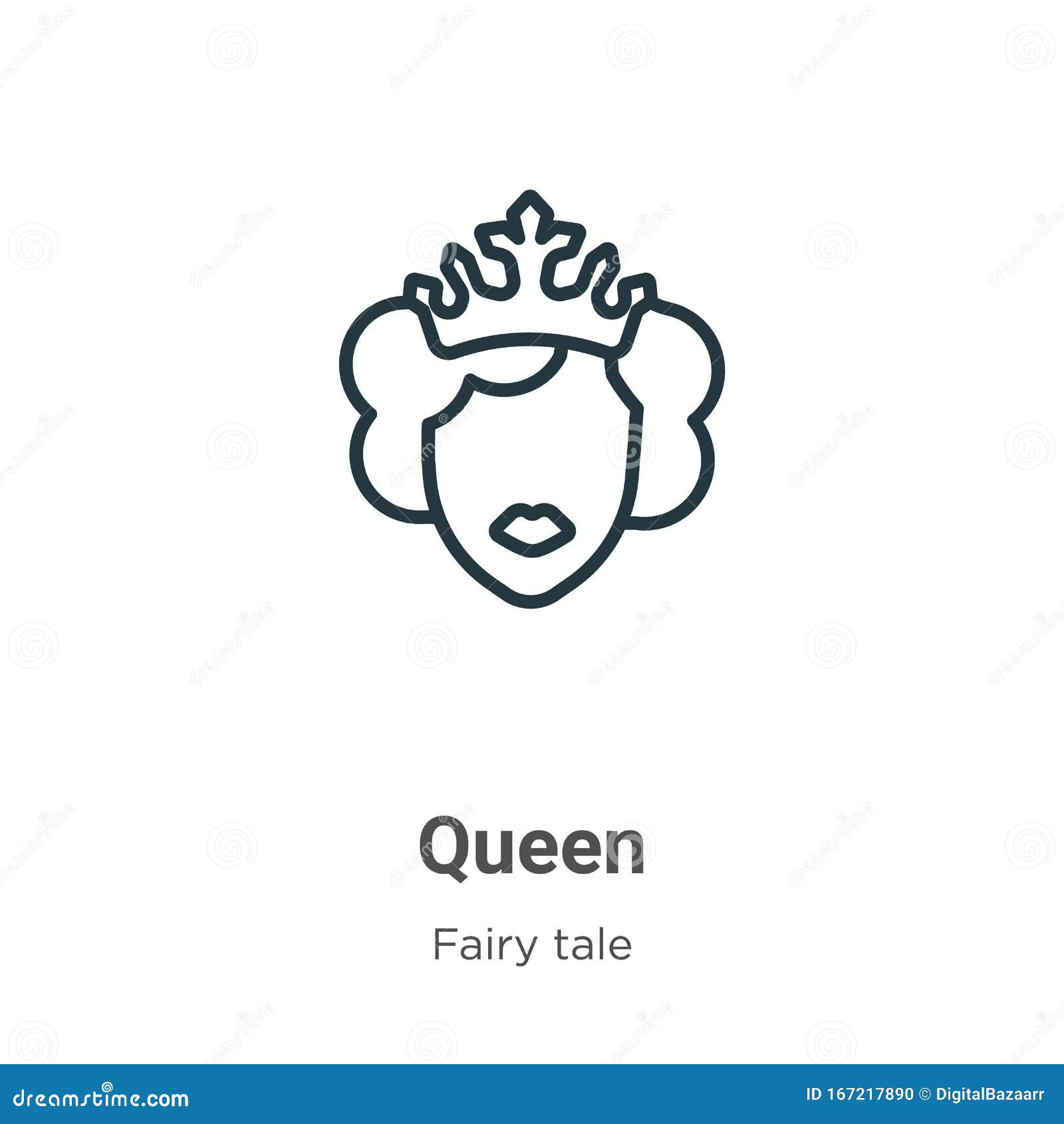 Queen Outline Vector Icon. Thin Line Black Queen Icon, Flat Vector ...