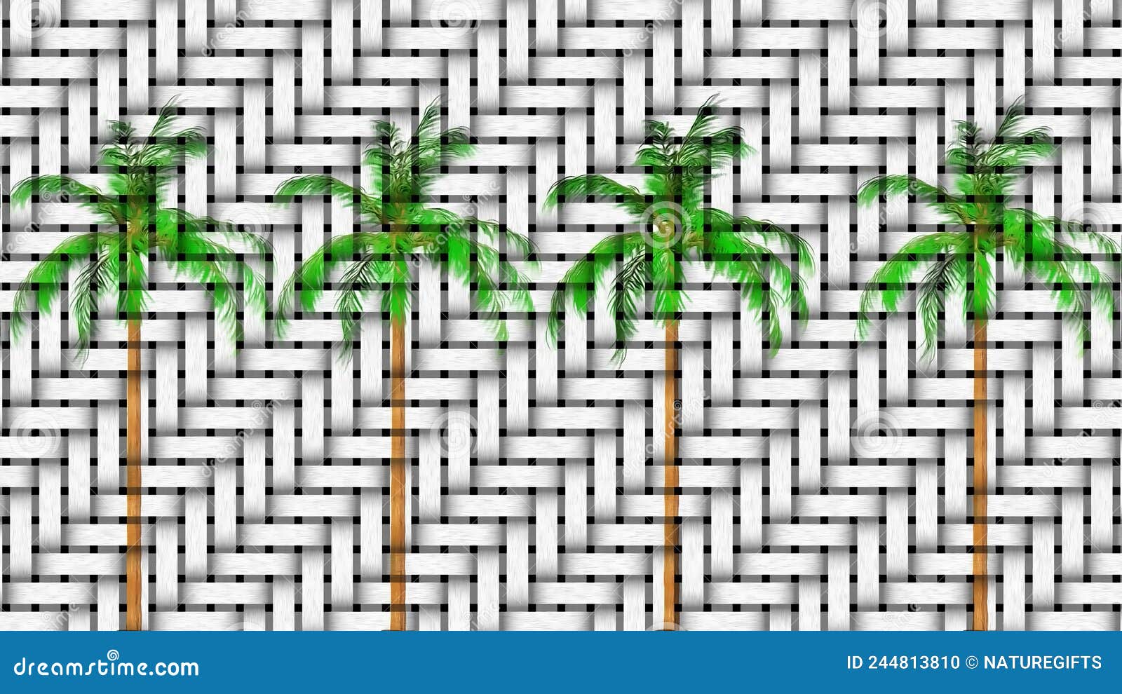Queen Palm Tree Grid Art Botanical 3D Stock Illustration - Illustration ...
