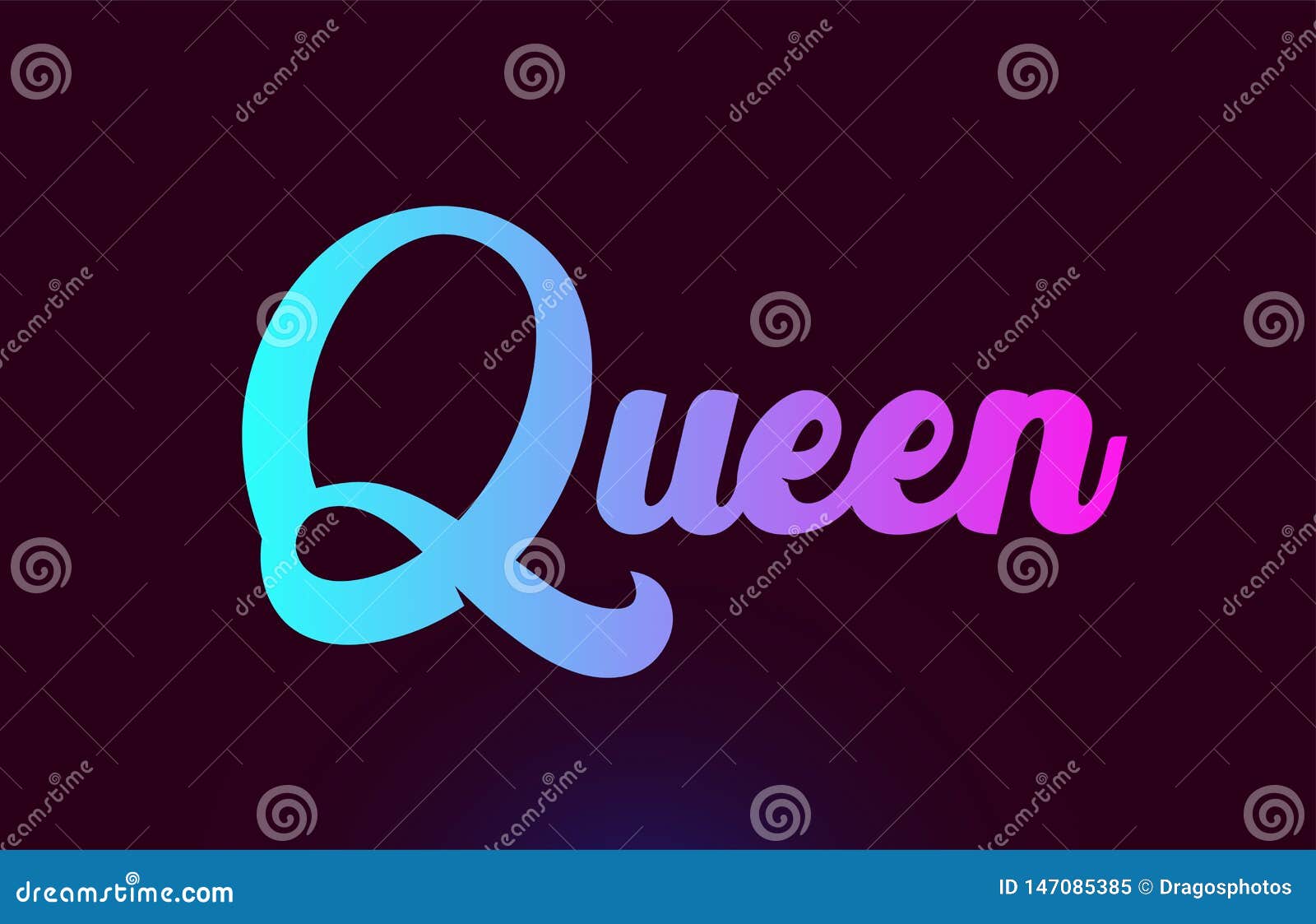 Queen Pink Word Text Logo Icon Design for Typography Stock Illustration ...