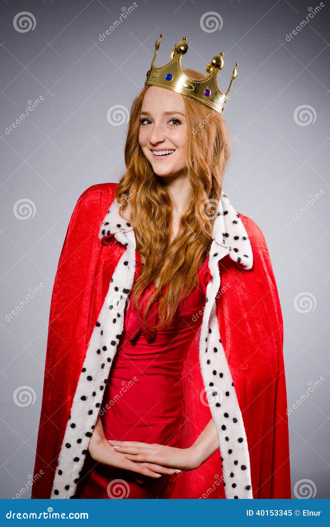 Queen in red dress stock image. Image of female, crown - 40153345