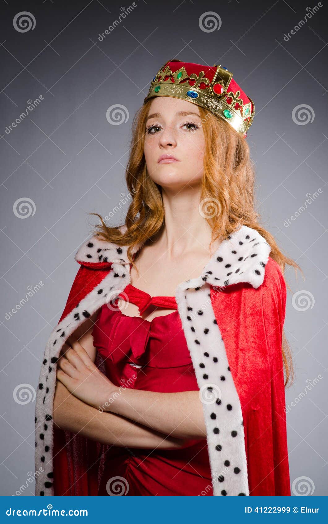 Queen in red dress stock image. Image of monitor, coronation - 41222999