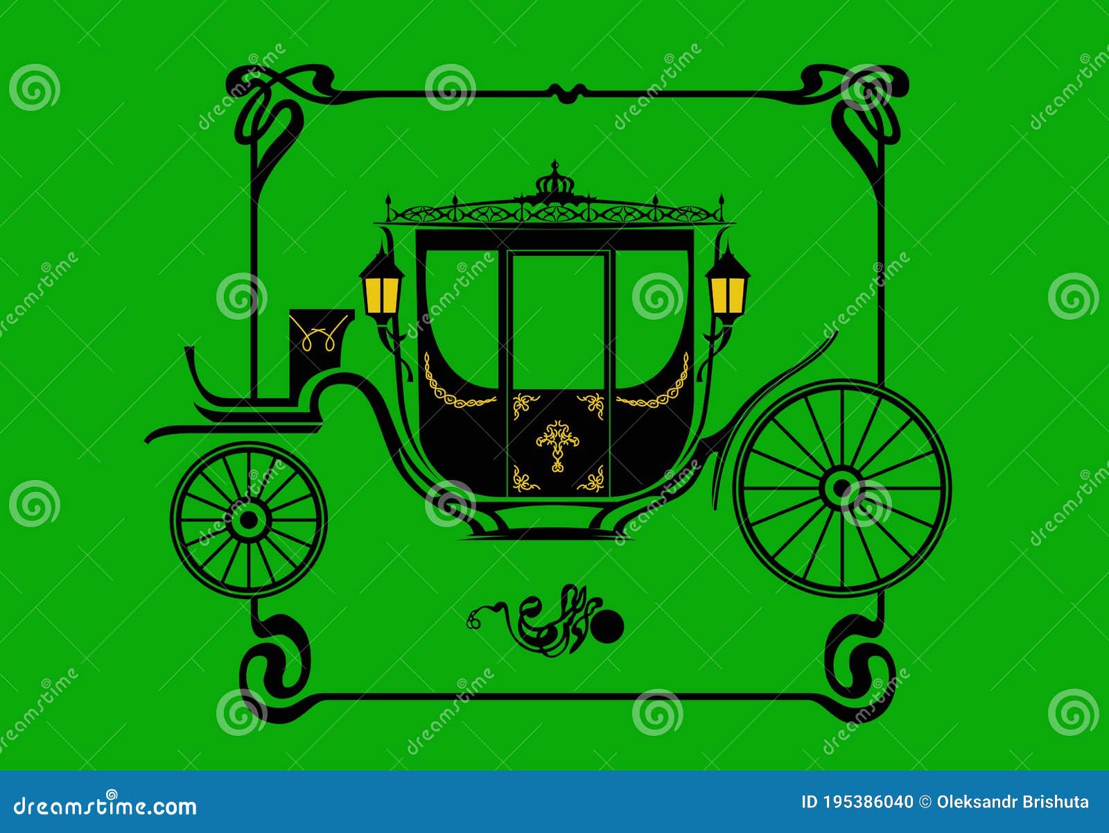 Queen`s Carriage. Stylized Drawing of a Victorian Brougham Carriage ...