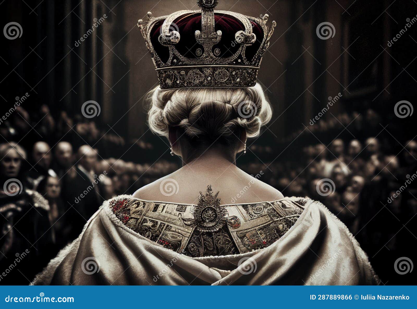 Queen& X27;s Coronation, Rear View. AI Generated Stock Illustration ...