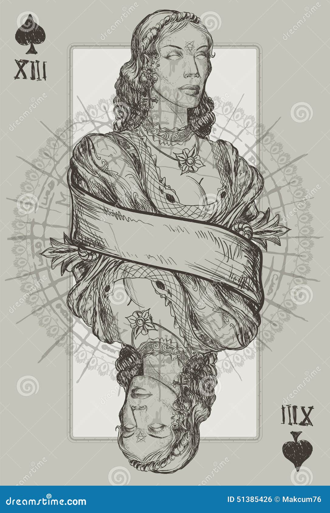 Queen Spade stock vector. Illustration of queen, hairstyle - 51385426