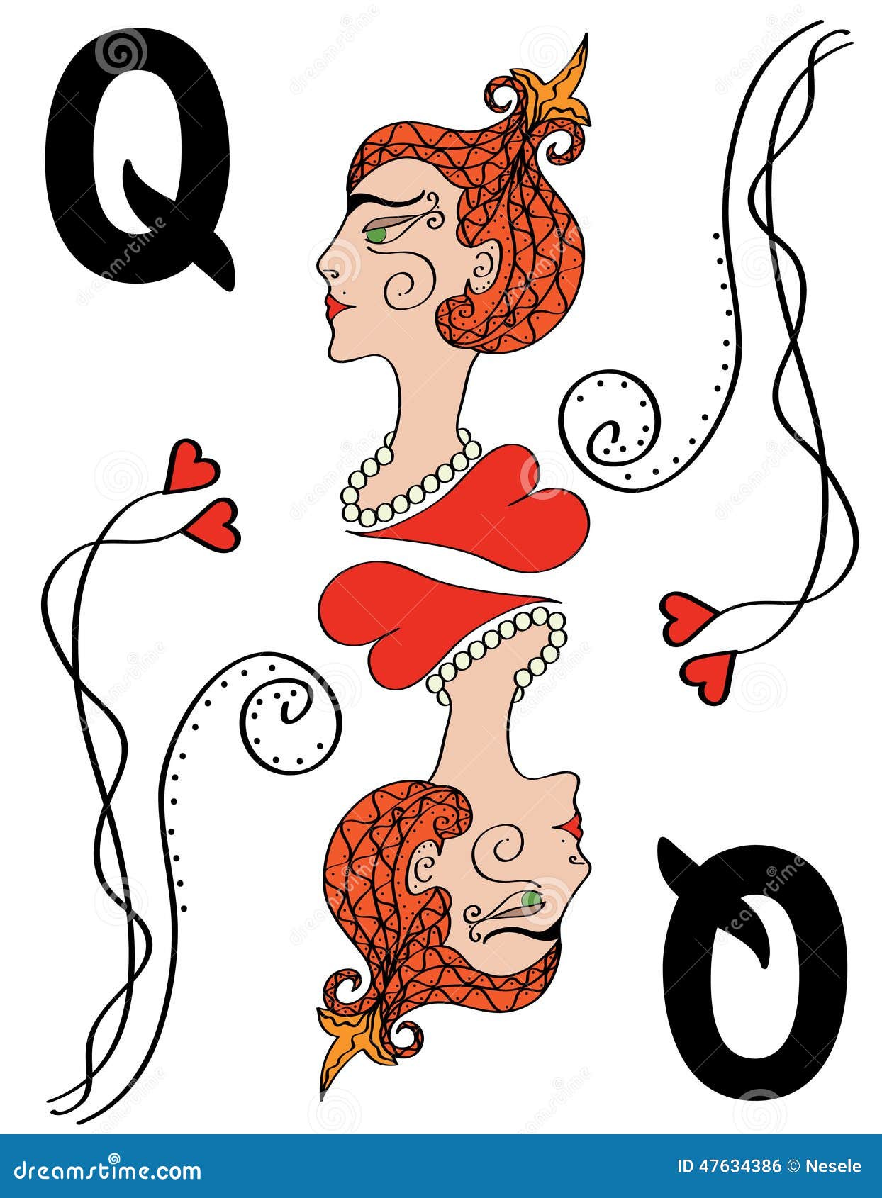 The Queen of spades stock vector. Illustration of cartoon - 47634386