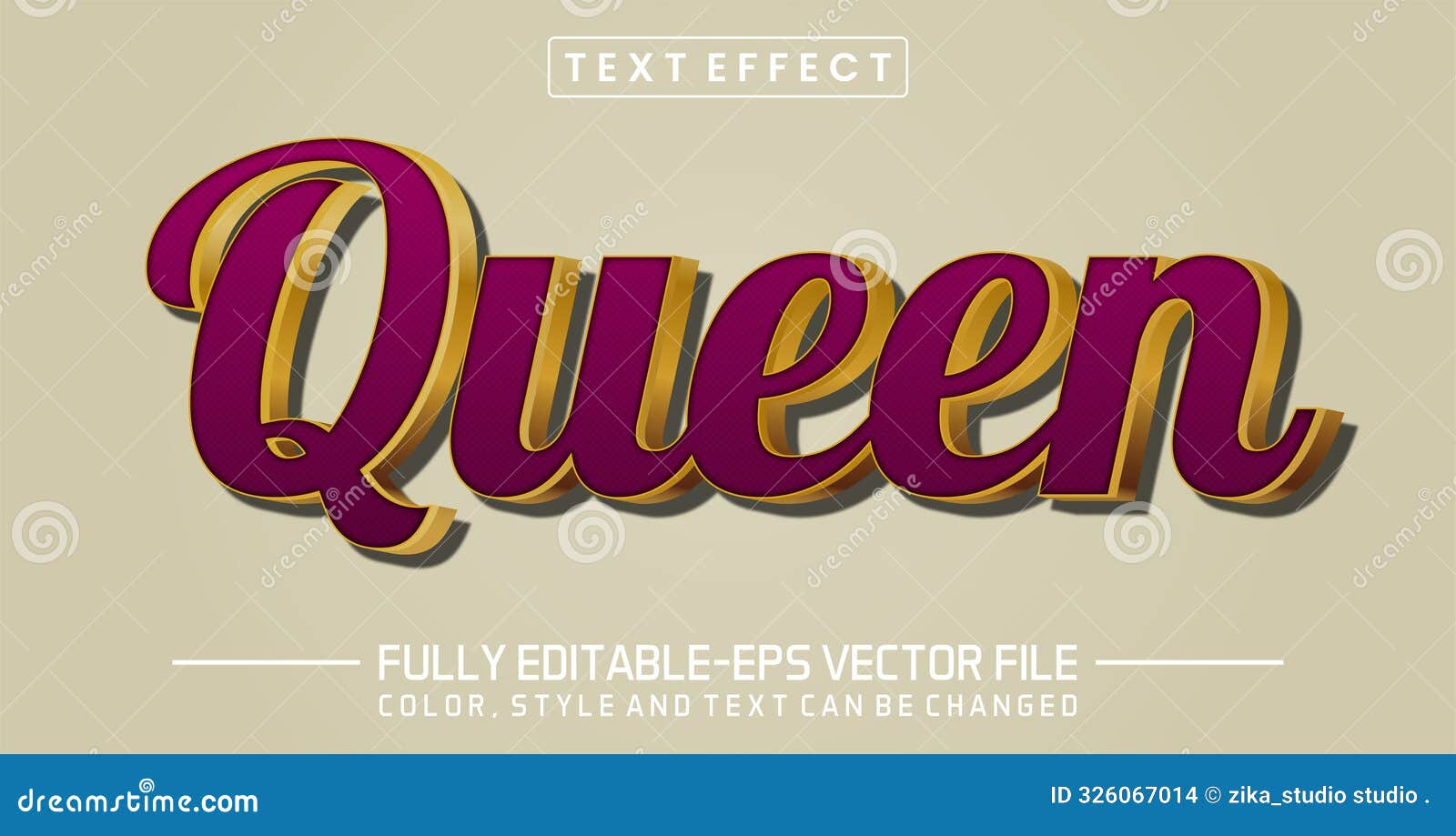 Queen Text Editable Style Effect Stock Illustration - Illustration of ...