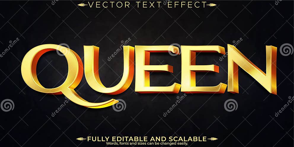 Queen Text Effect, Editable Royal and Gold Text Style Stock Vector ...