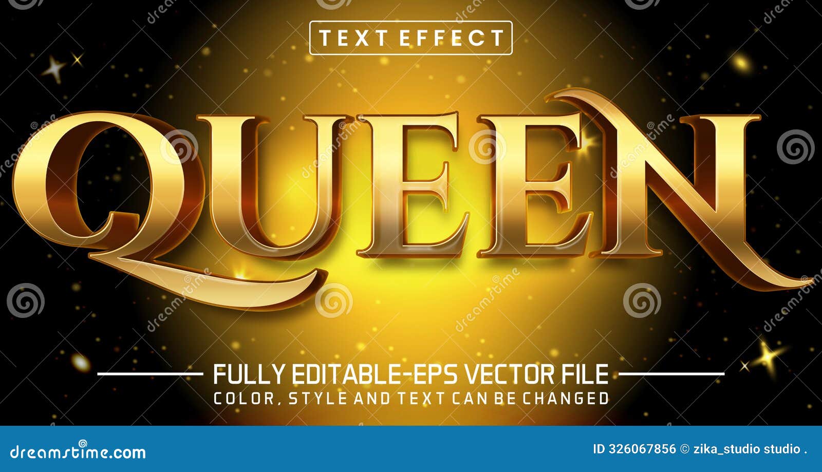 Queen Text Effect, Shiny Style Editable Text Effect Stock Illustration ...