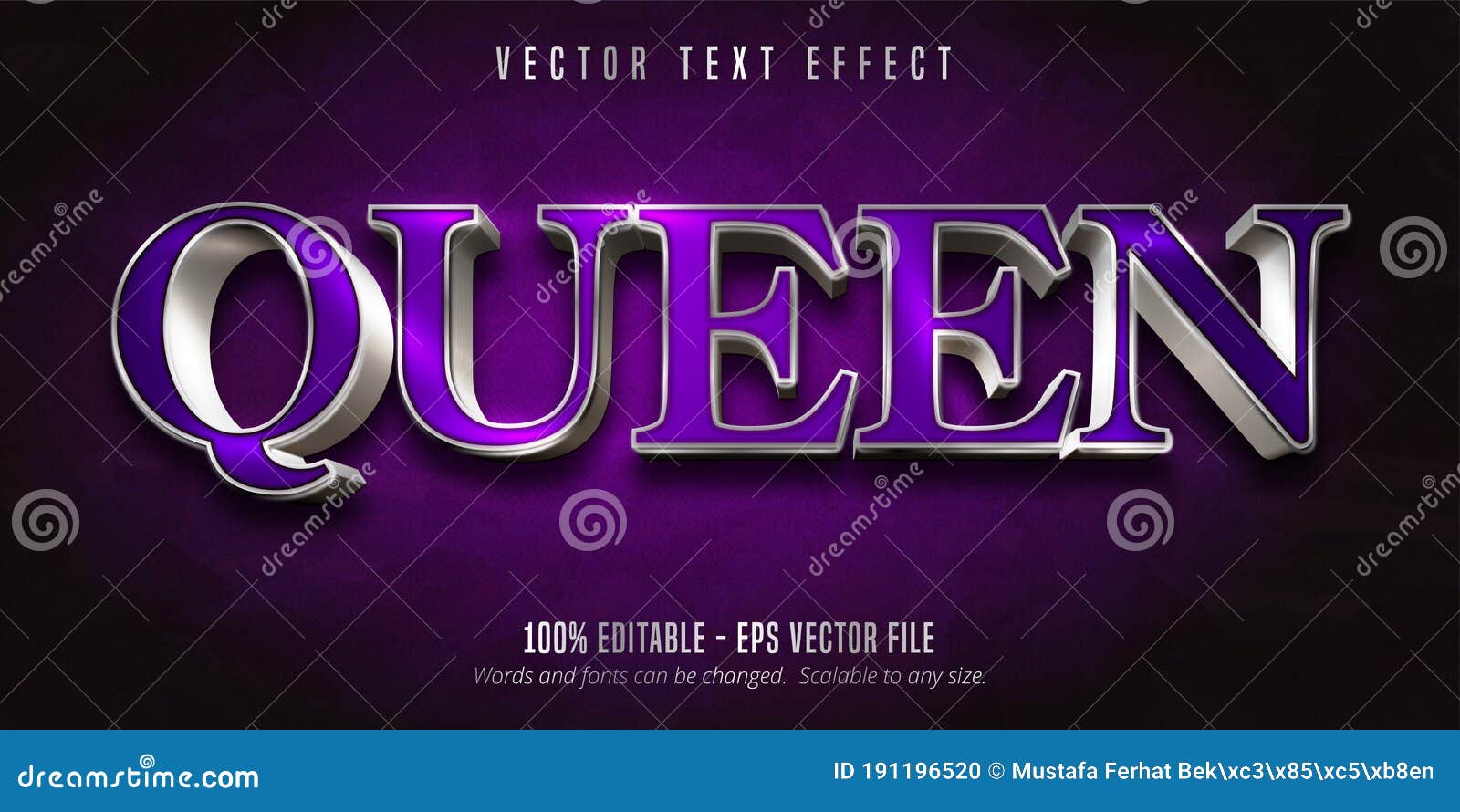 Queen Text, Purple Color and Shiny Silver Style Editable Text Effect ... Queen Text, Purple Color and Shiny Silver Style Editable Text Effect ...