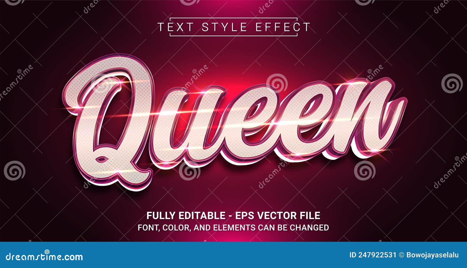 Queen Text Style Effect. Editable Graphic Text Template Stock Vector ...
