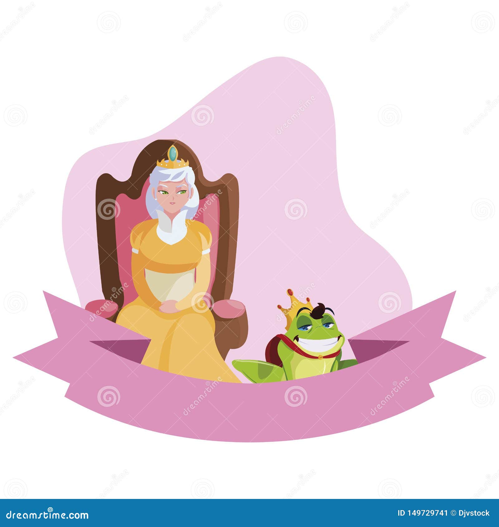 Queen on Throne with Toad Prince Characters Stock de ilustración ...