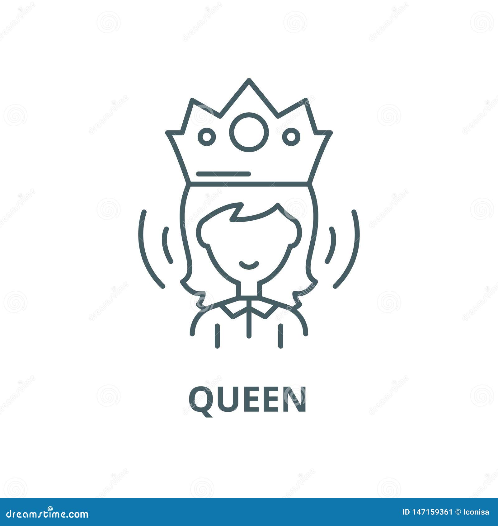 Queen Vector Line Icon, Linear Concept, Outline Sign, Symbol Stock ...
