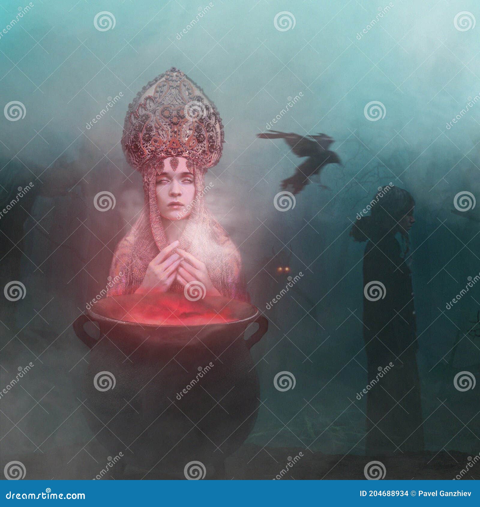 Queen witch, ravenmagic stock illustration. Illustration of fairy ...
