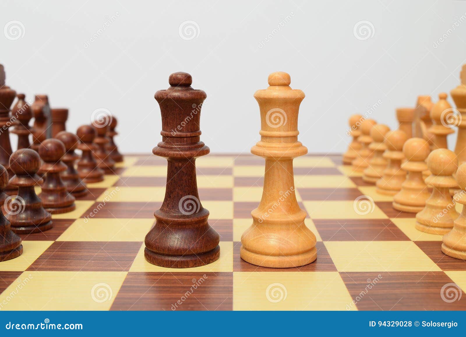Queens at the Center of the Chessboard Stock Photo - Image of pawn ...