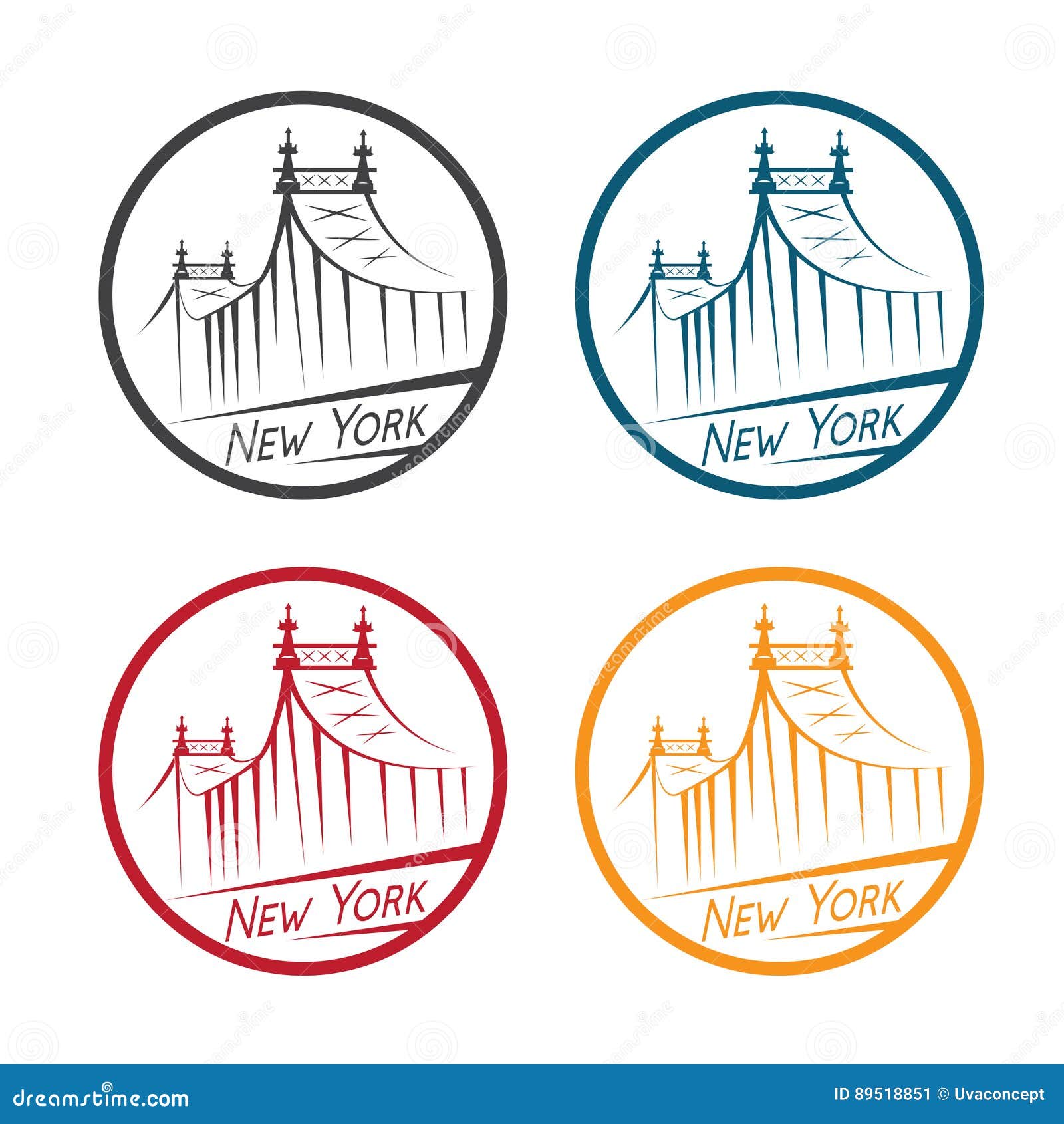 Queensboro Bridge in New York Vector Labels Stock Vector - Illustration ...