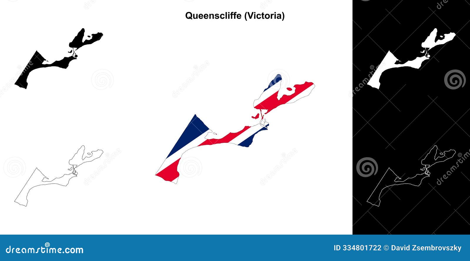 Queenscliffe outline map stock illustration. Illustration of silhouette ...