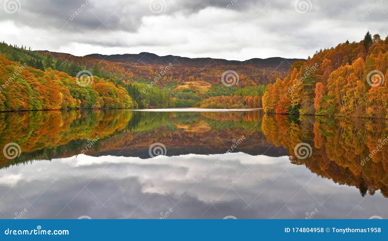 Autumn Reflection on Loch Faskally. Stock Photo - Image of sturgeon ...