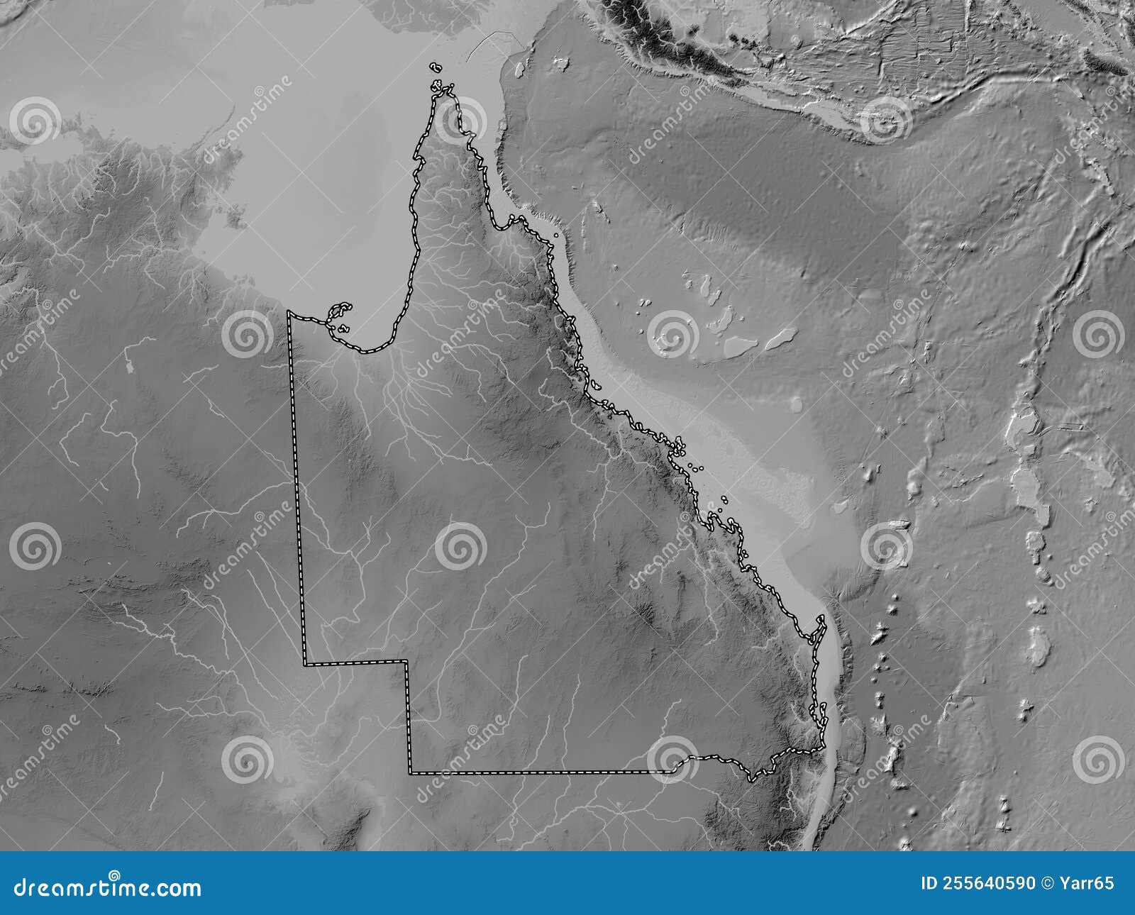 Queensland, Australia. Grayscale. No Legend Stock Illustration ...