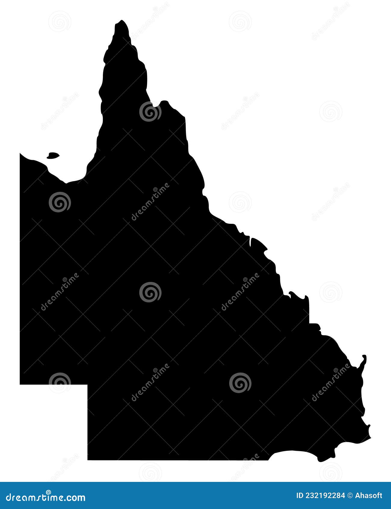 Queensland Australia Map Black Silhouette. QLD, Australian State Shape ...