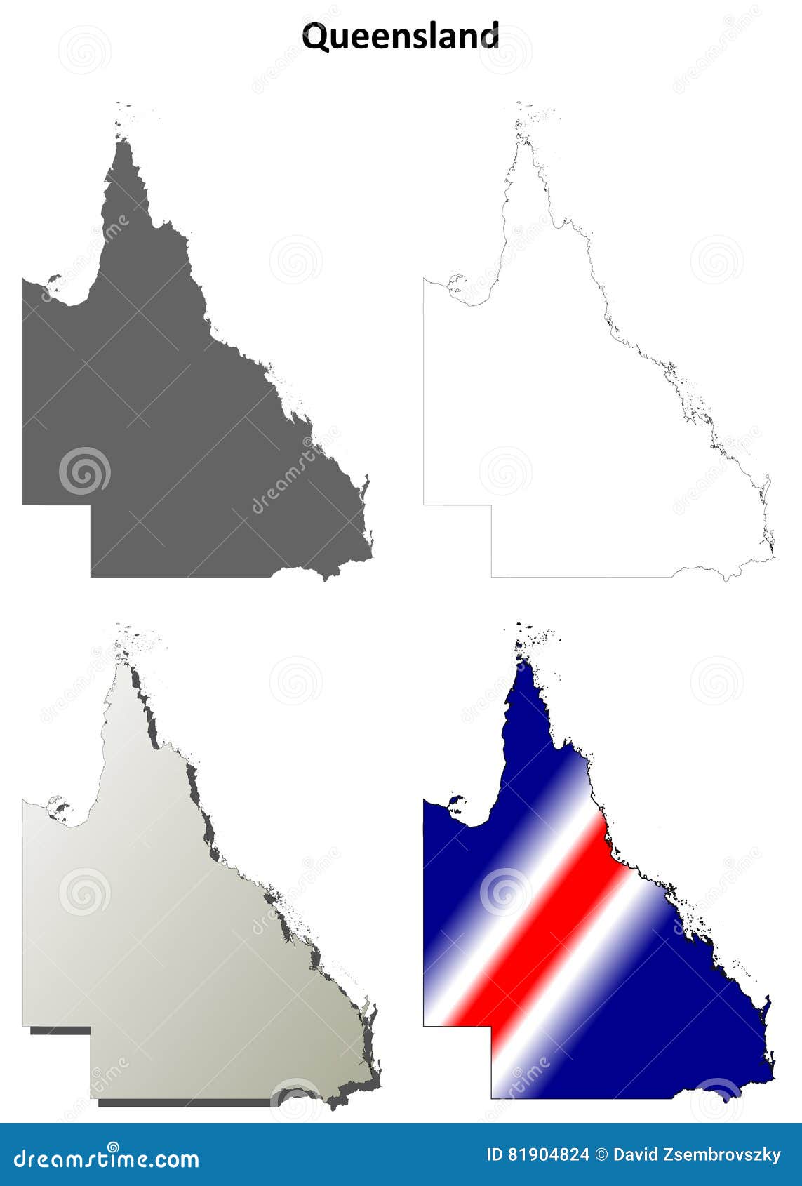 Queensland Blank Detailed Outline Map Set Stock Vector - Illustration ...