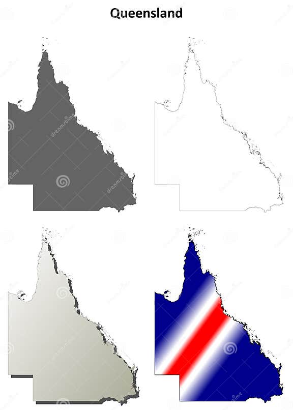 Queensland Blank Detailed Outline Map Set Stock Vector - Illustration ...