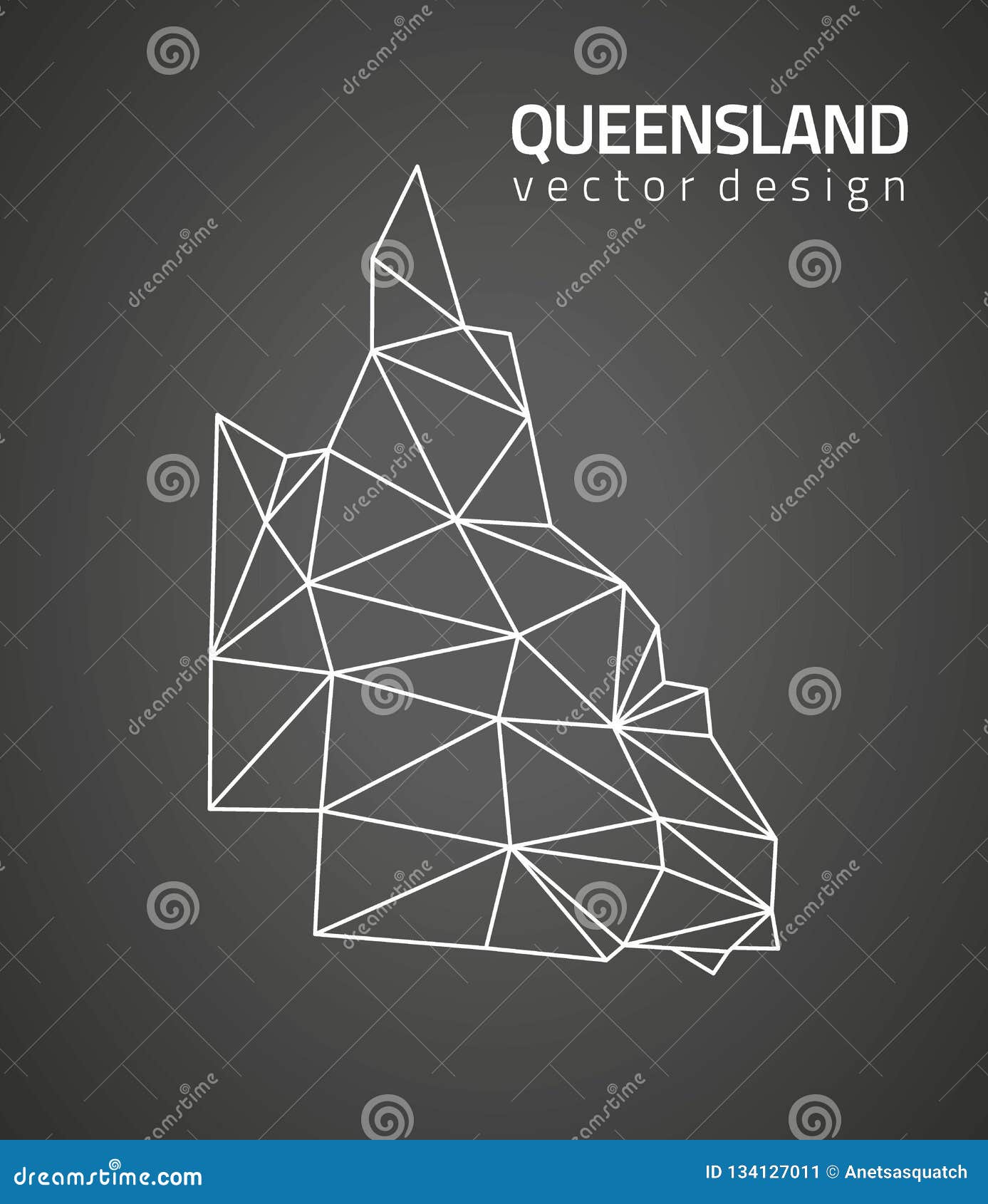 Queensland Dark Vector Contour Triangle Perspective Map Stock Vector ...