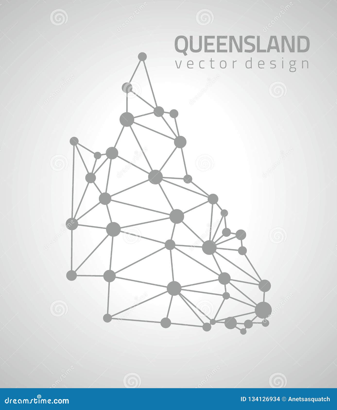 Queensland Dot Grey Vector Outline Map Stock Vector - Illustration of ...