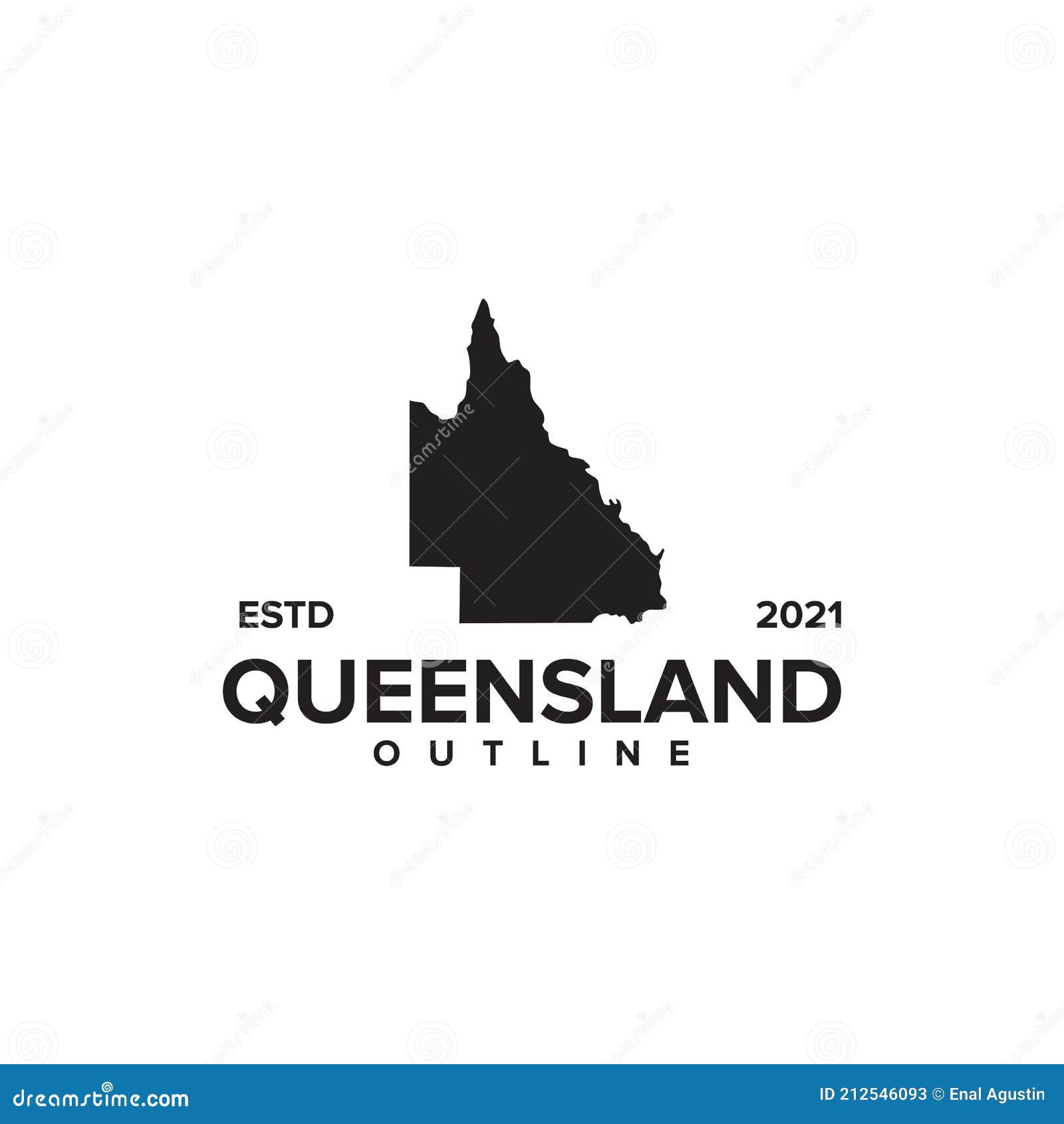 Queensland Outline Map Logo Design Template Stock Vector - Illustration ...