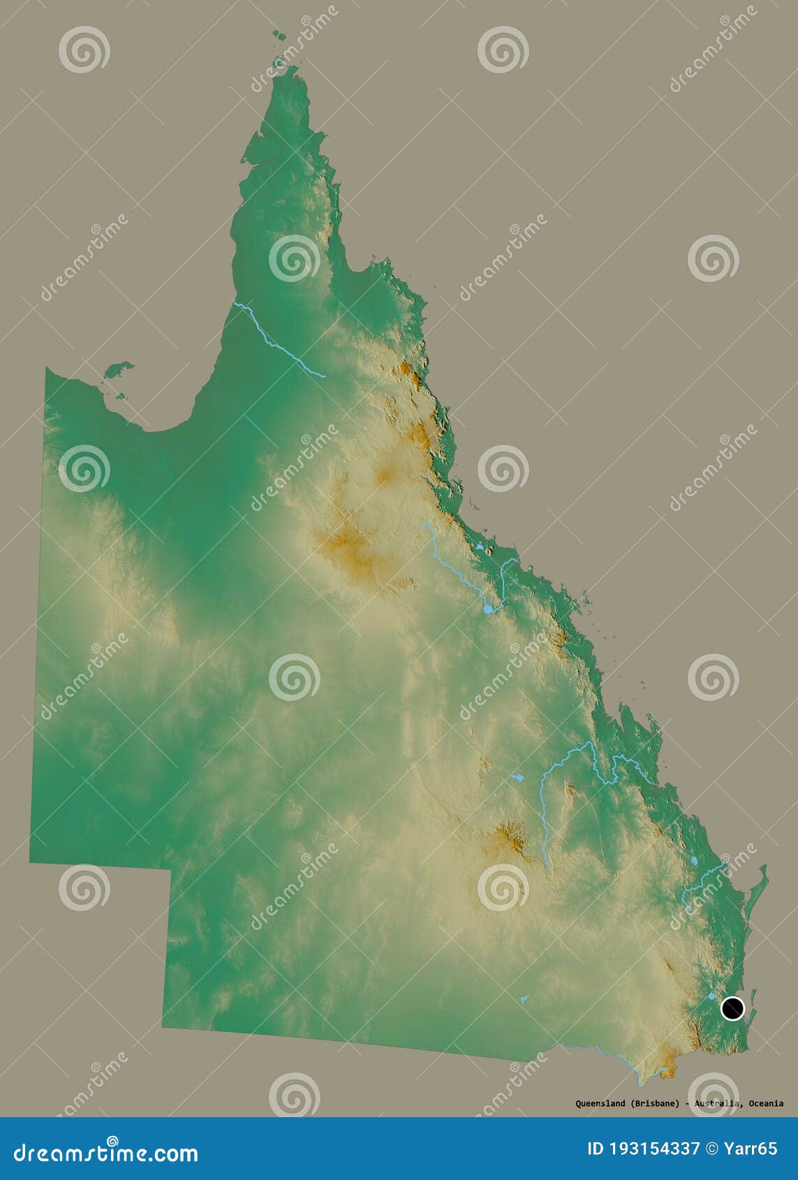 Queensland, State of Australia, on Solid. Relief Stock Illustration ...