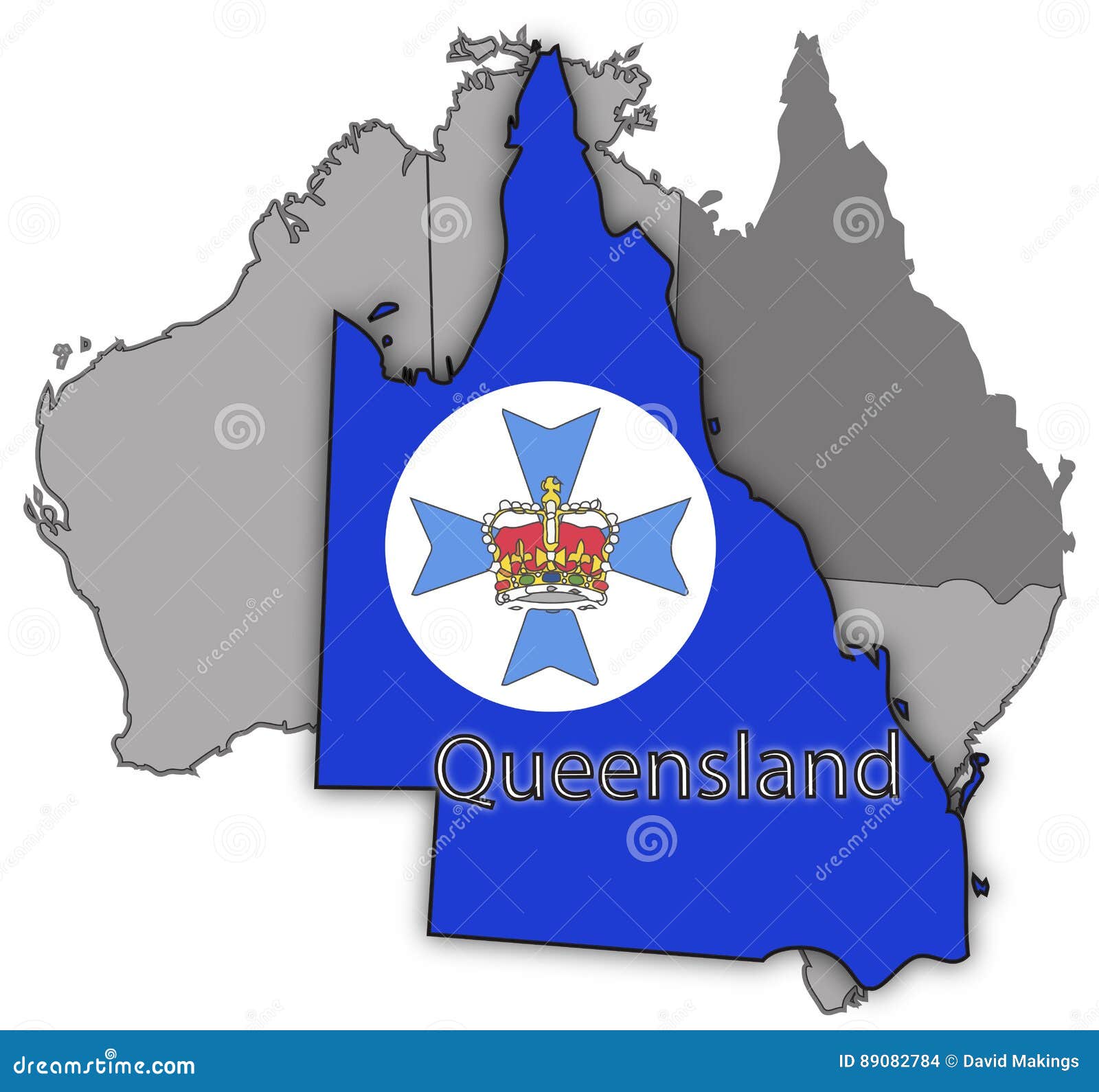 Queensland Territory and Flag Stock Illustration - Illustration of ...