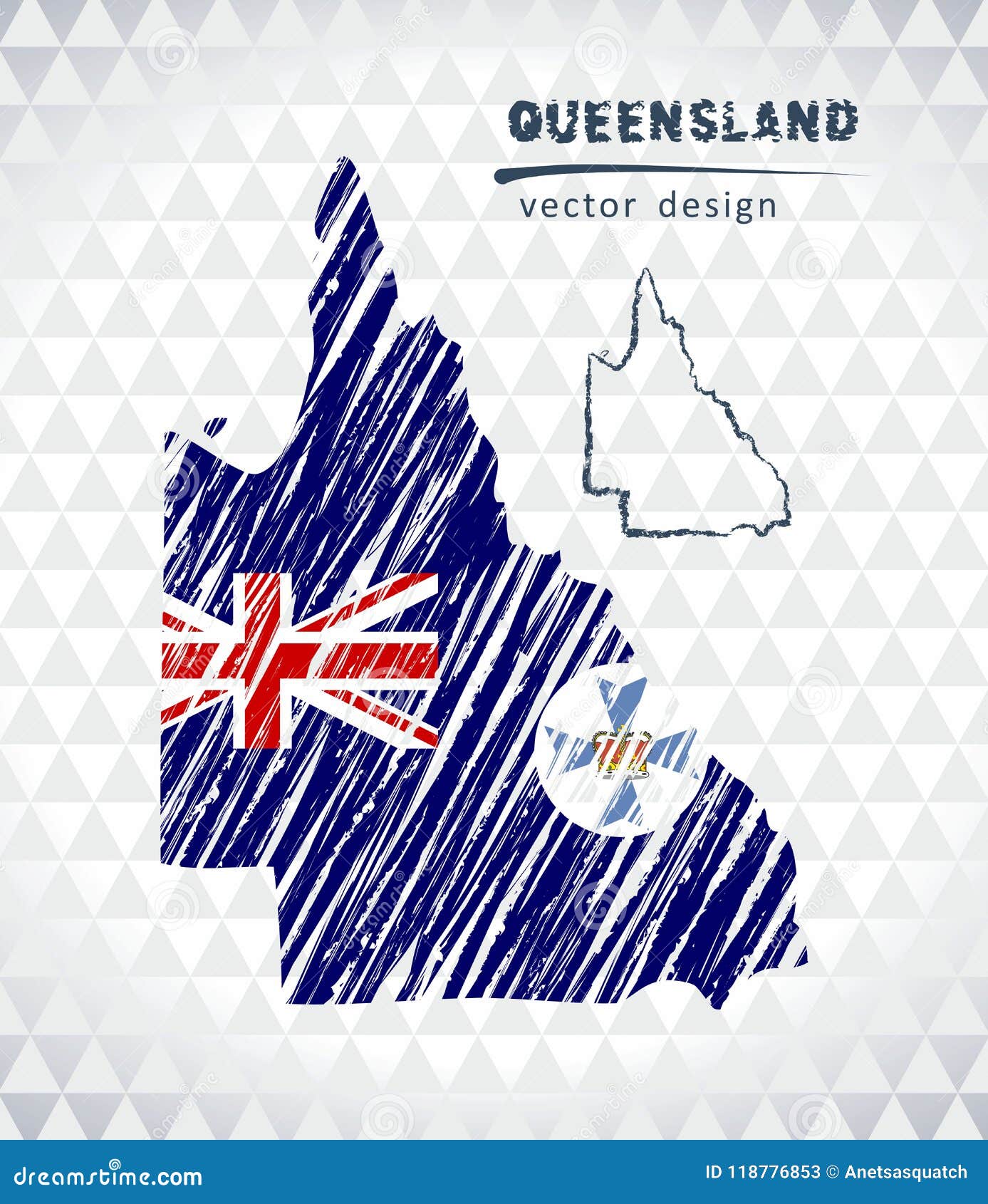 Queensland Vector Map Illustration Isolated On White Background ...