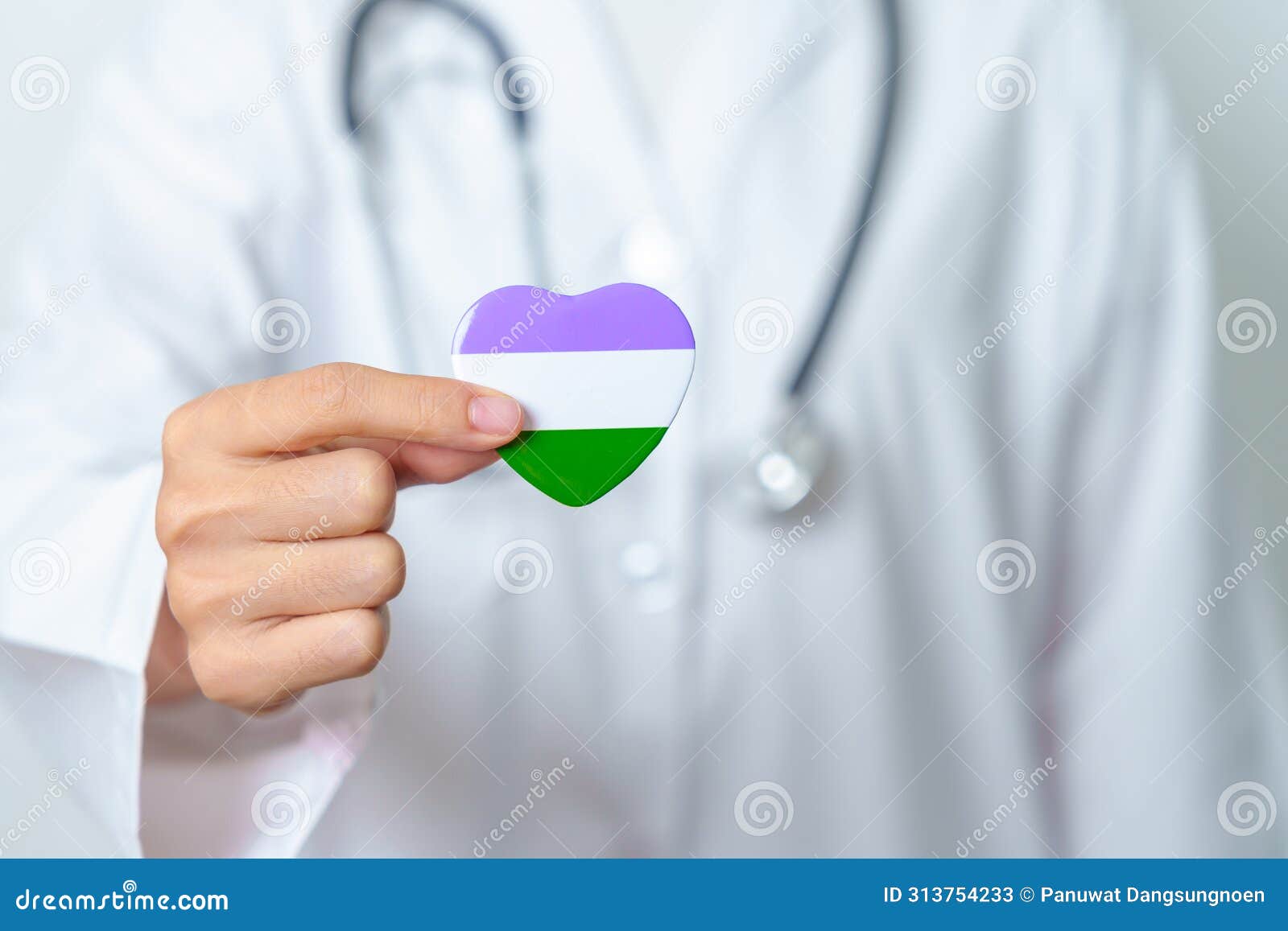 Pride Day And Lgbt Pride Month Concept Doctor Hand Holding Purple