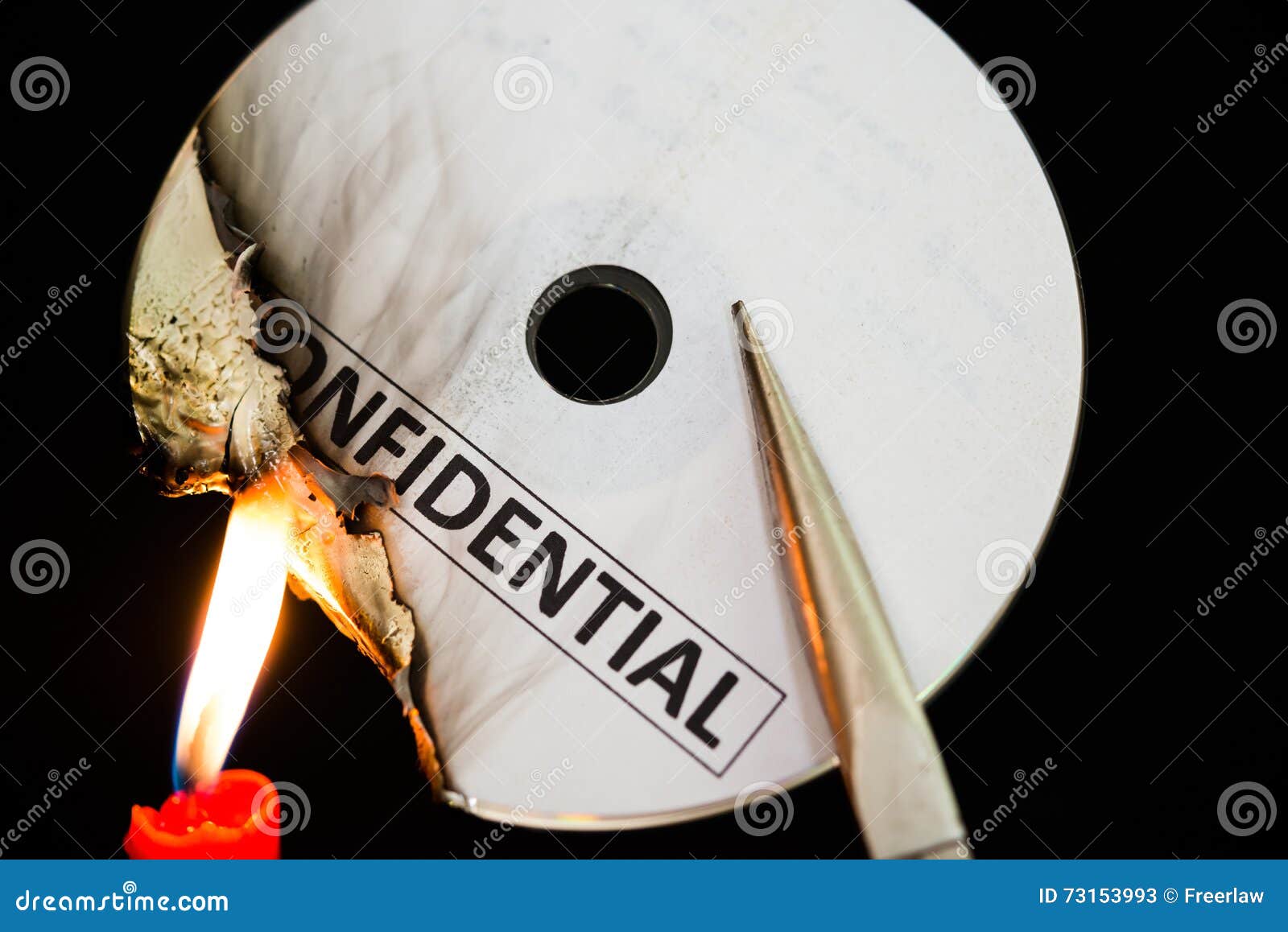 Quema De Un Disco Compacto Confidencial Con La Vela Imagen de archivo ...