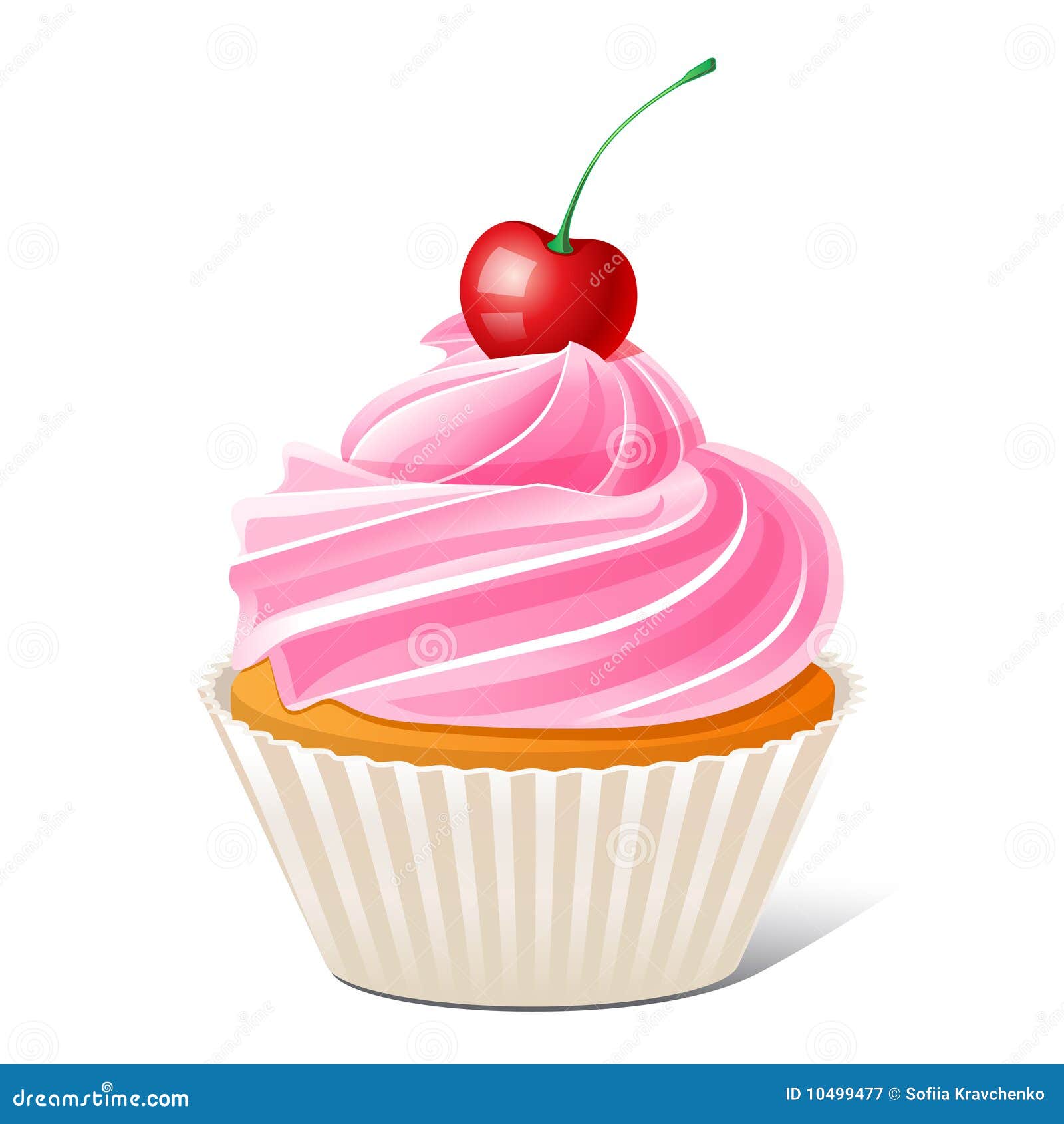 Queque com cereja ilustração do vetor. Ilustração de vermelho - 10499477